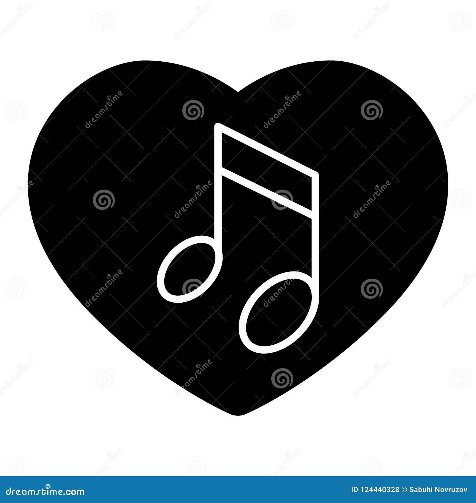Heard and Note Solid Icon. Love Song Vector Illustration Isolated on ...
