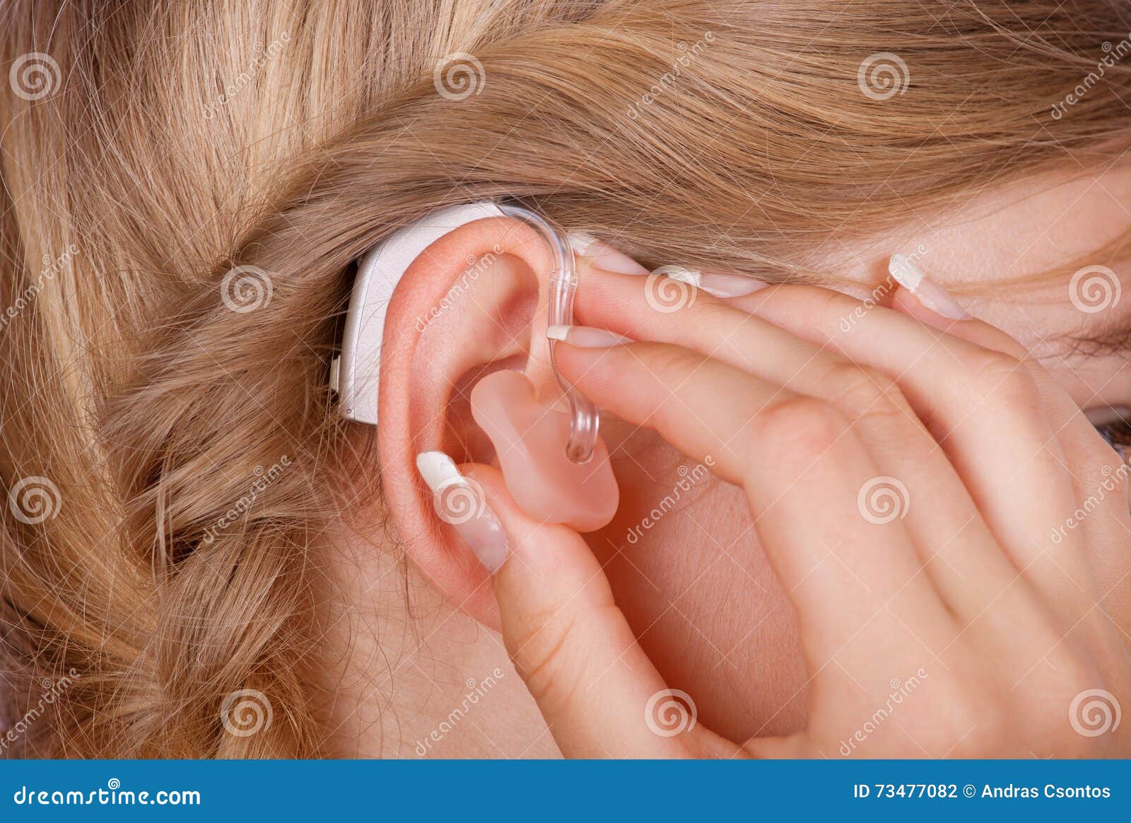 Hearing Aid Close Up with Ear Stock Photo - Image of inserting, girl ...