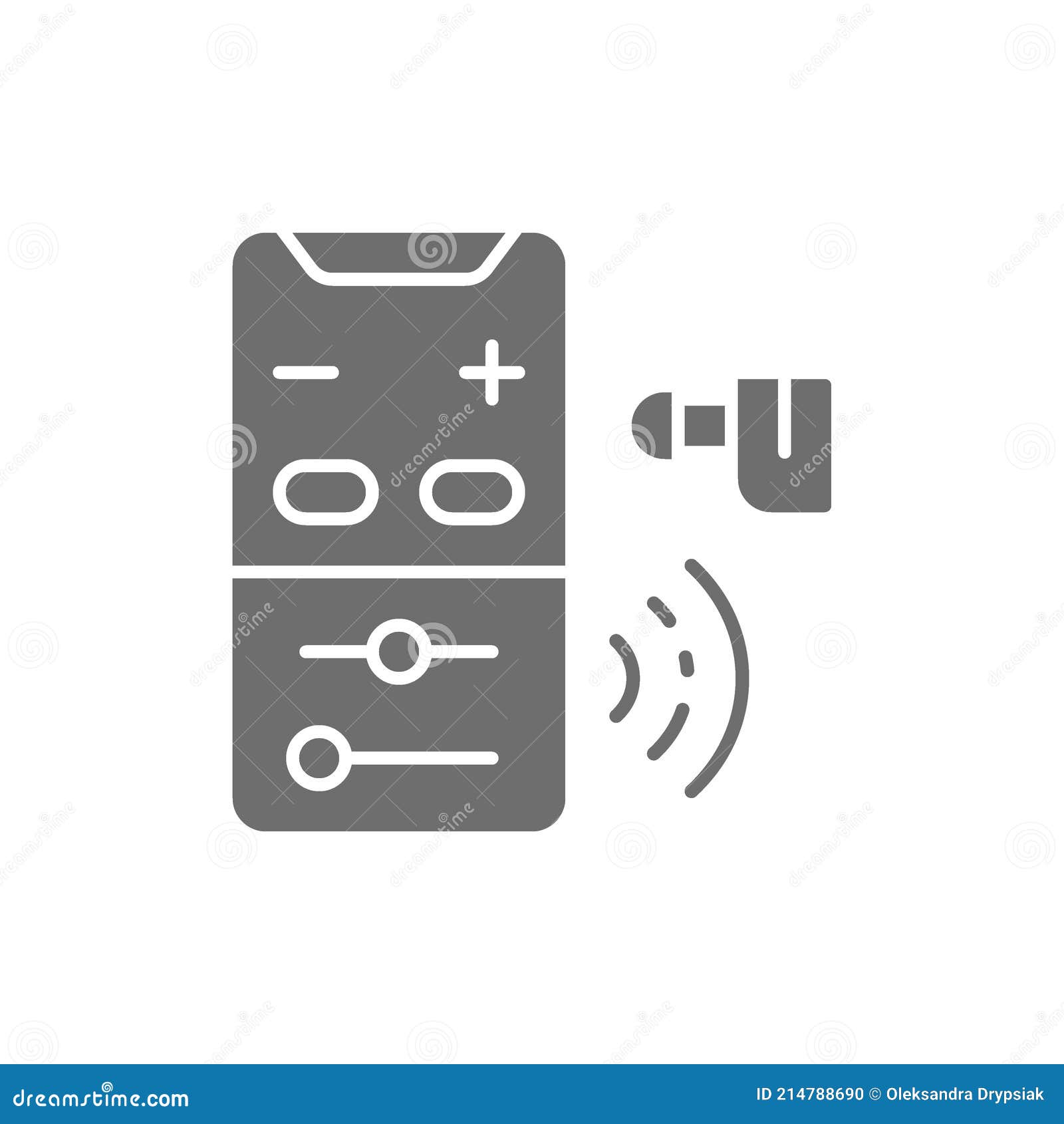 Hearing Aid Control Panel Gray Icon. Isolated on White Background Stock ...