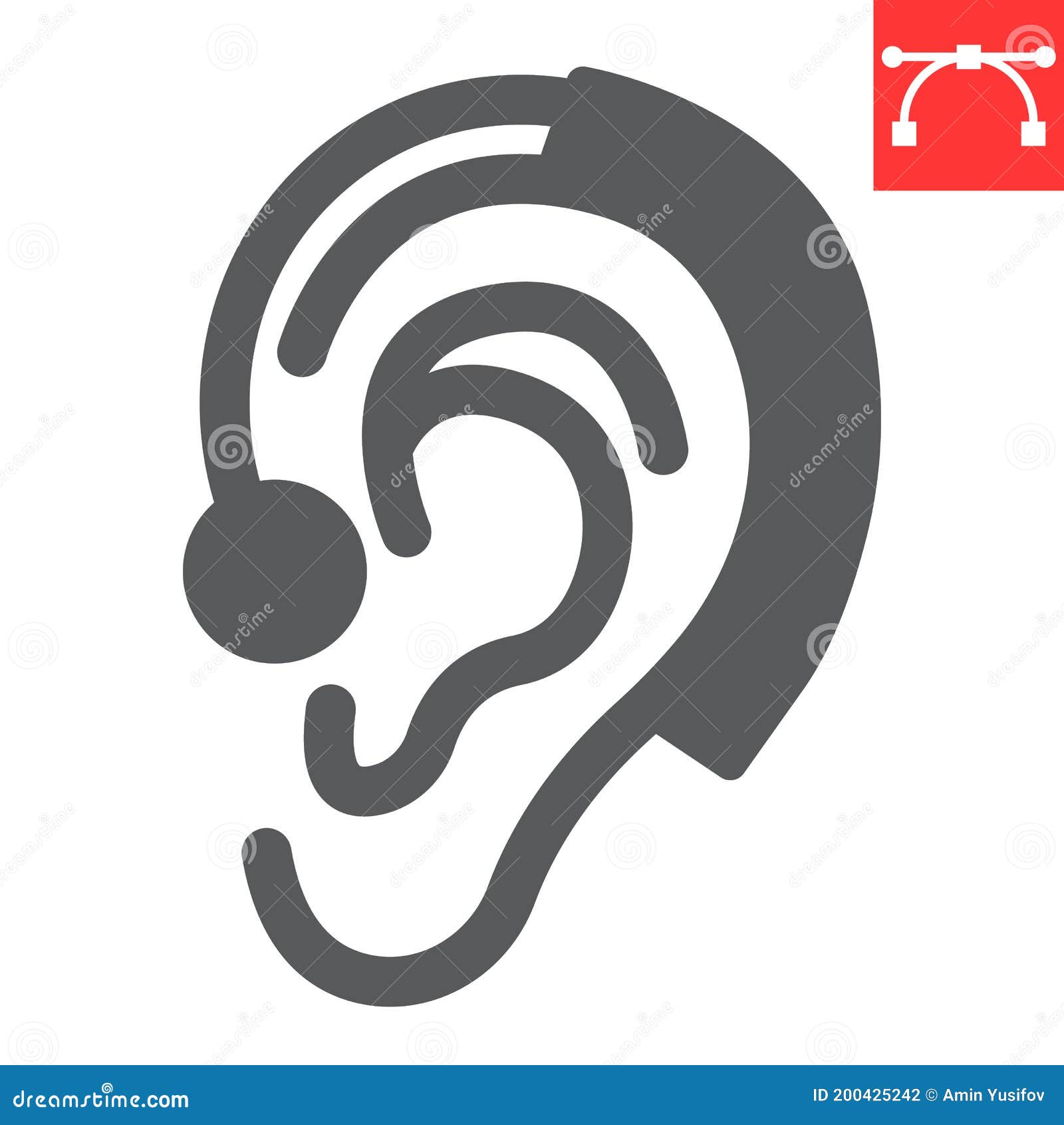 Hearing Aid Glyph Icon, Disability and Deafness, Ear Sign Vector ...