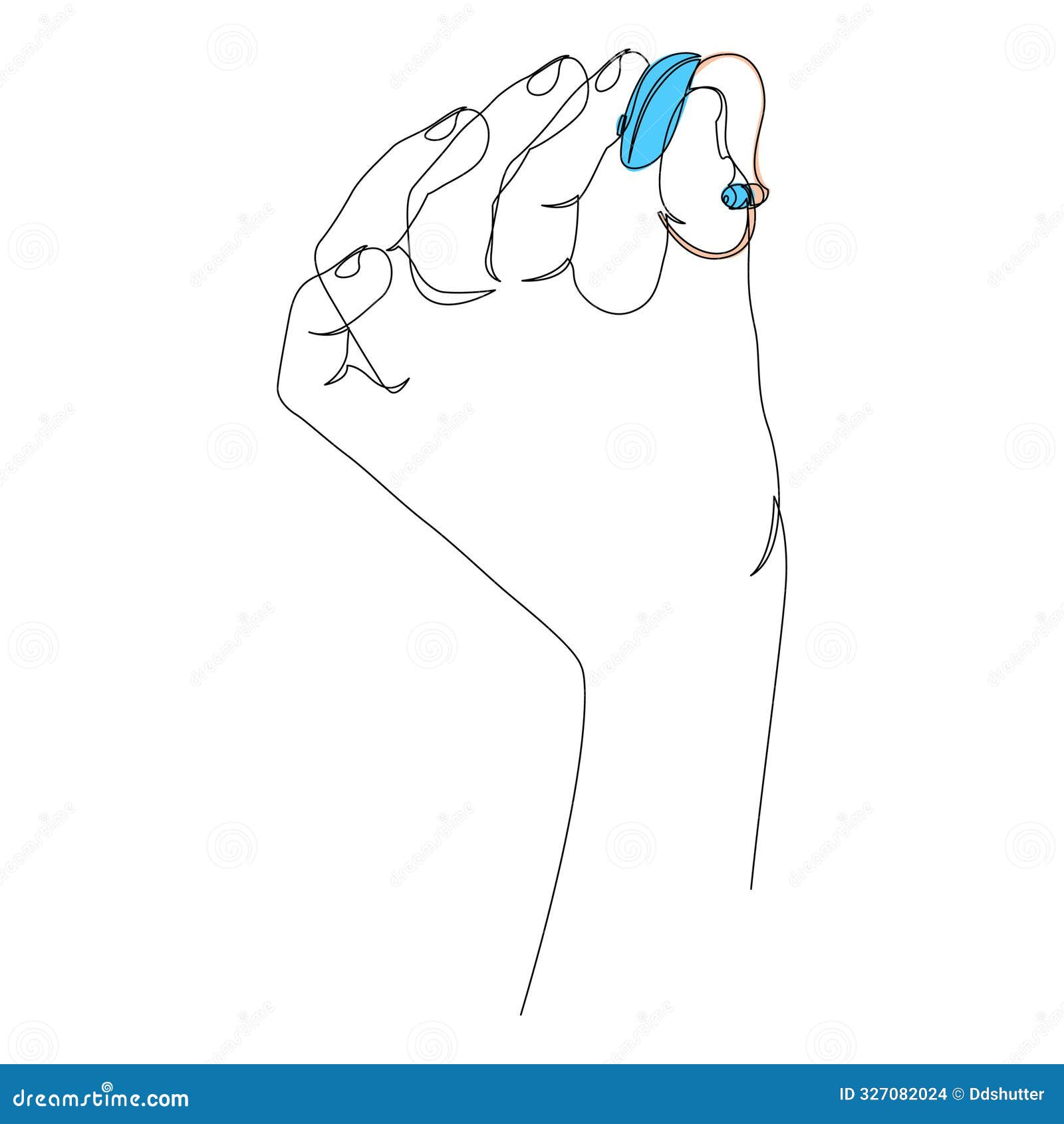 Hearing Aid In Hand Continuous One Line Drawing On White Background ...