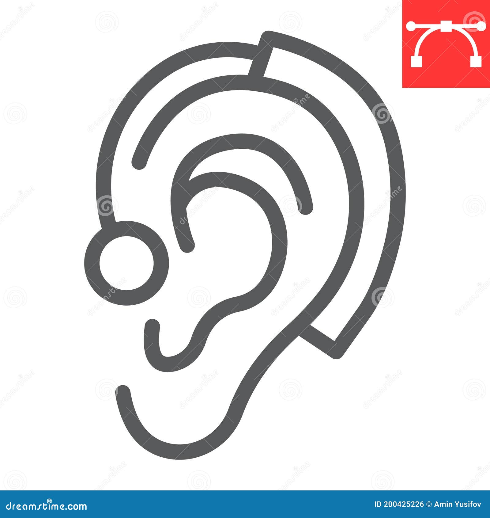 Hearing Aid Line Icon, Disability and Deafness, Ear Sign Vector ...