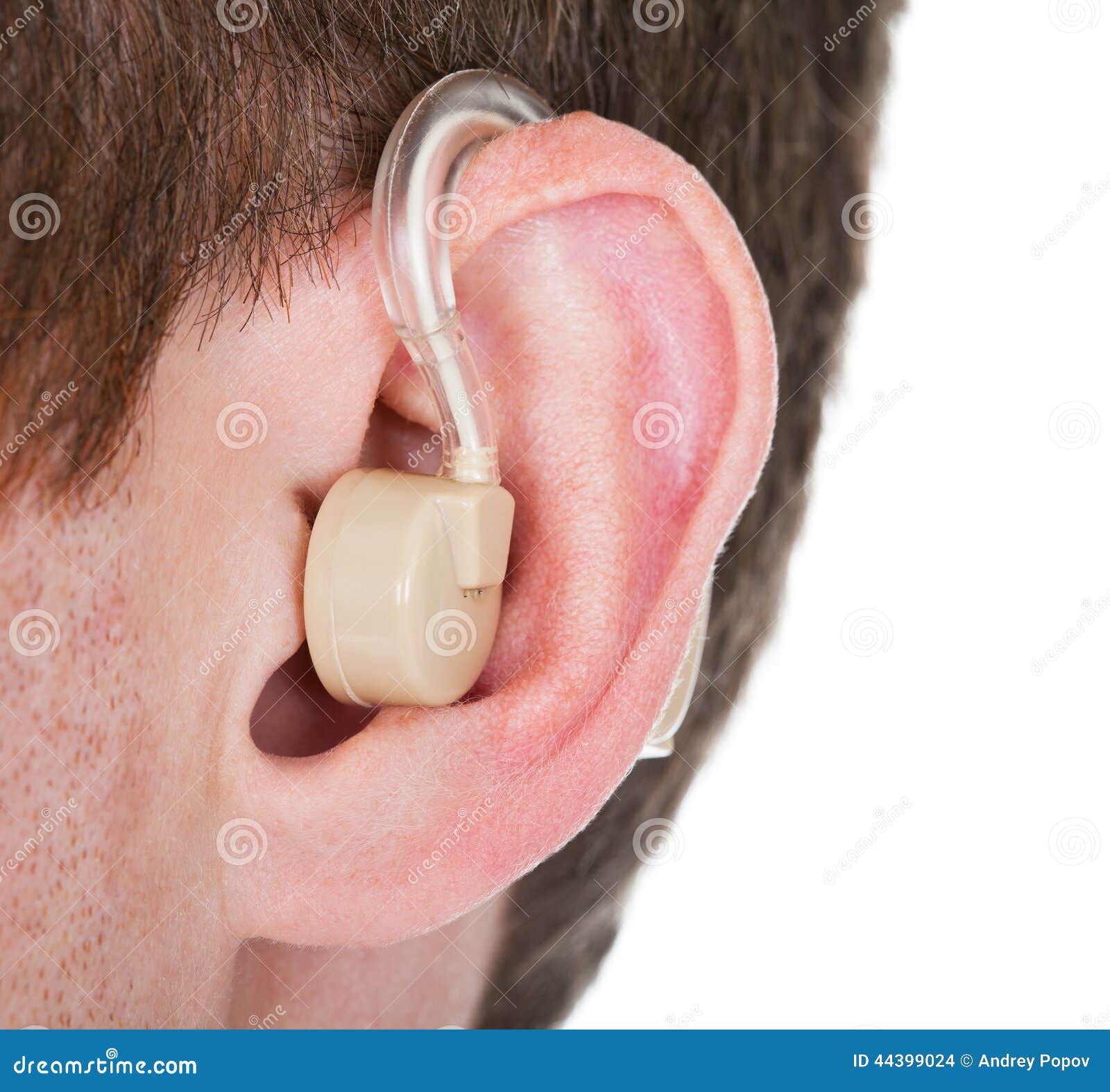 Hearing Aid on the Man S Ear Stock Photo - Image of auditory, detail ...