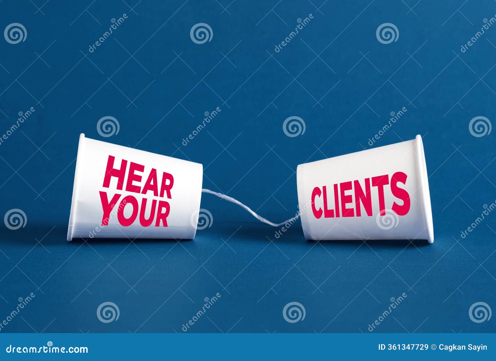 Hearing Clients with Paper Cup Phone: Customer Service Concept Stock ...
