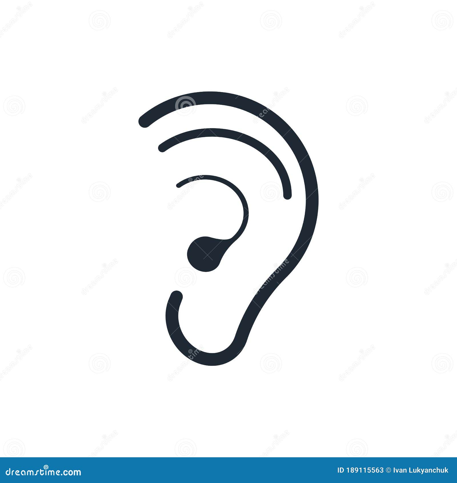 Hearing ear icon stock vector. Illustration of perception - 189115563