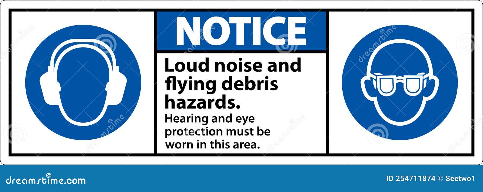 Hearing and Eye Protection Sign on White Background Stock Vector ...