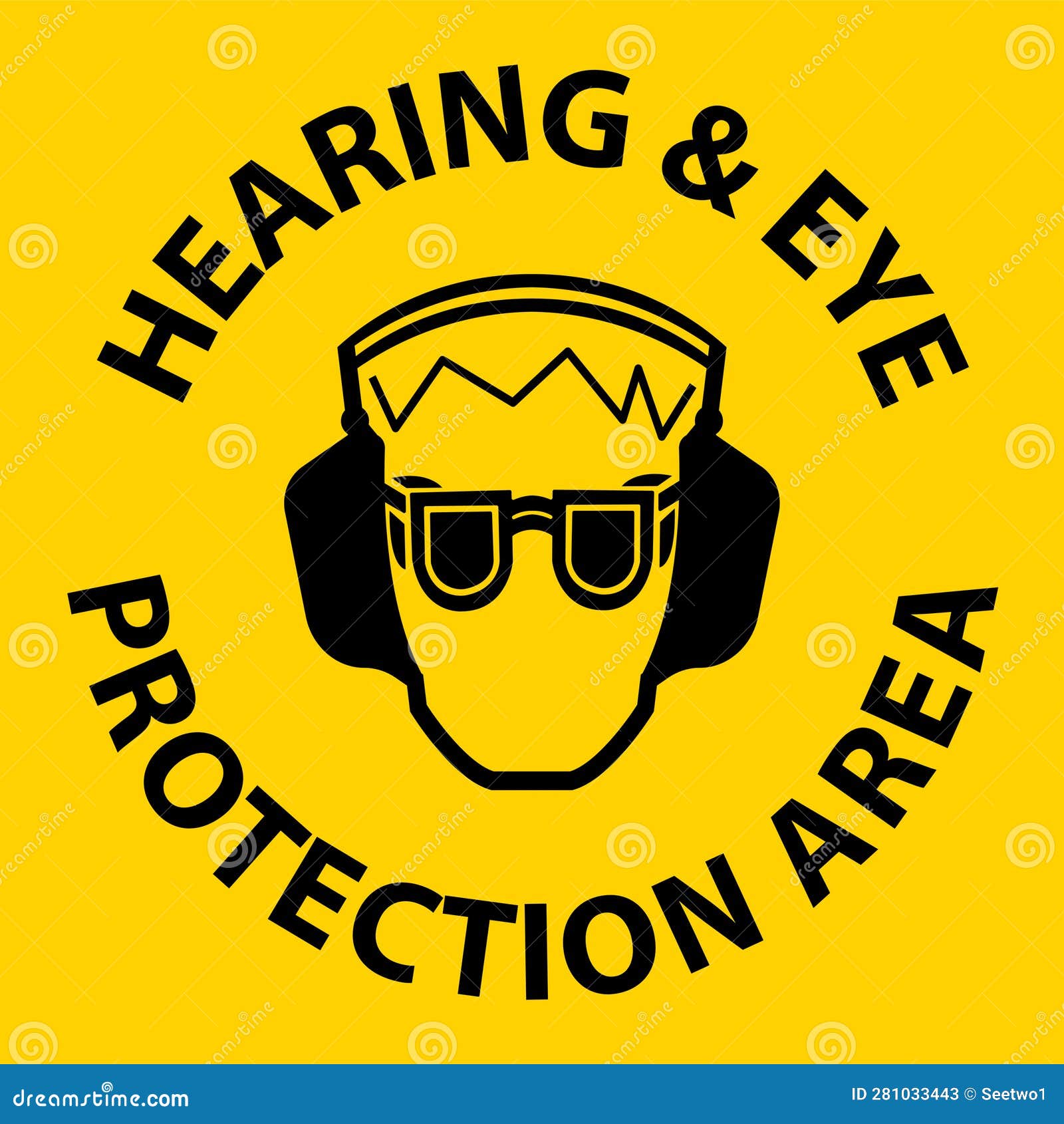 Hearing and Eye Protection Sign on White Background Stock Vector ...