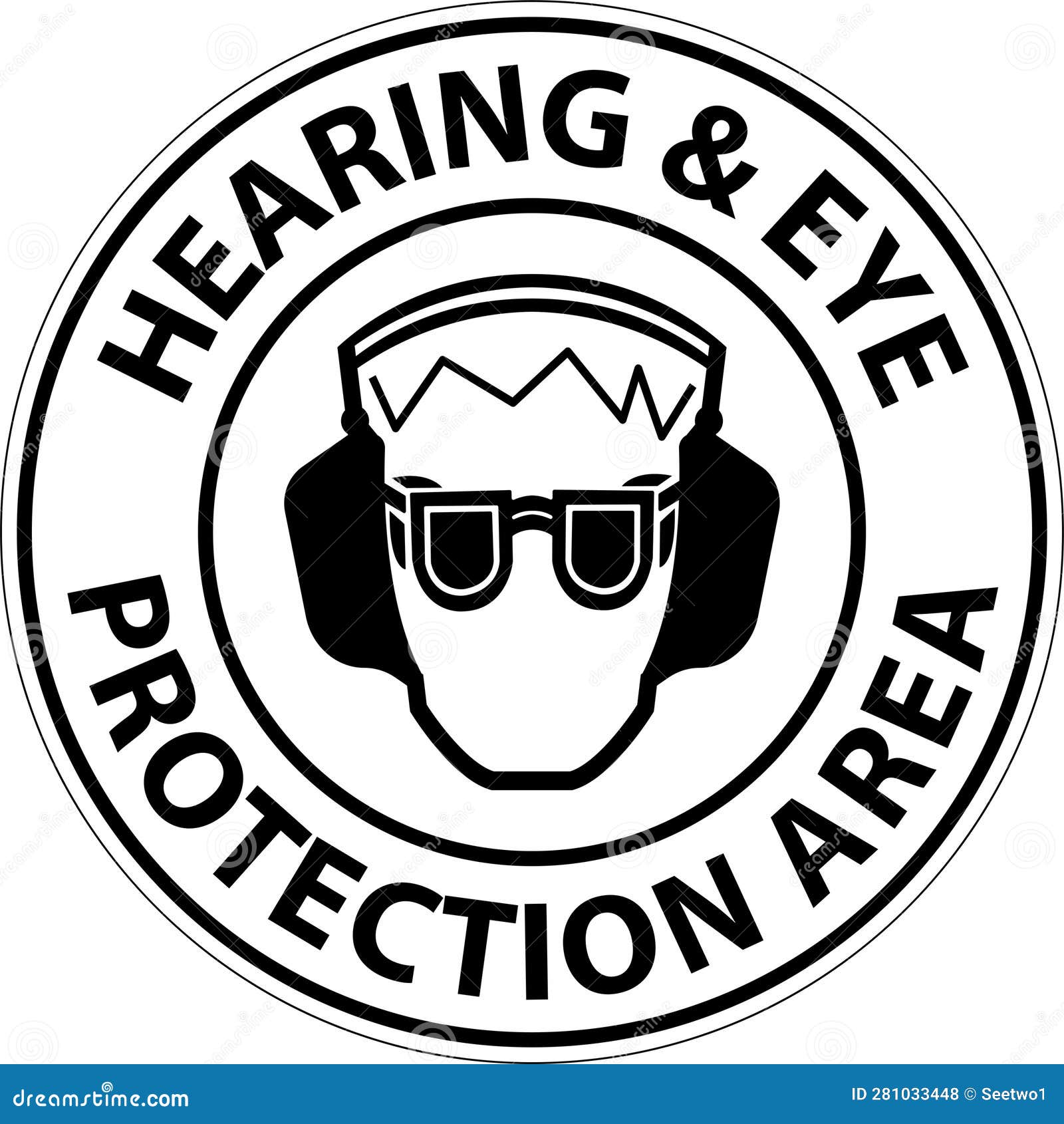 Hearing and Eye Protection Sign on White Background Stock Vector ...