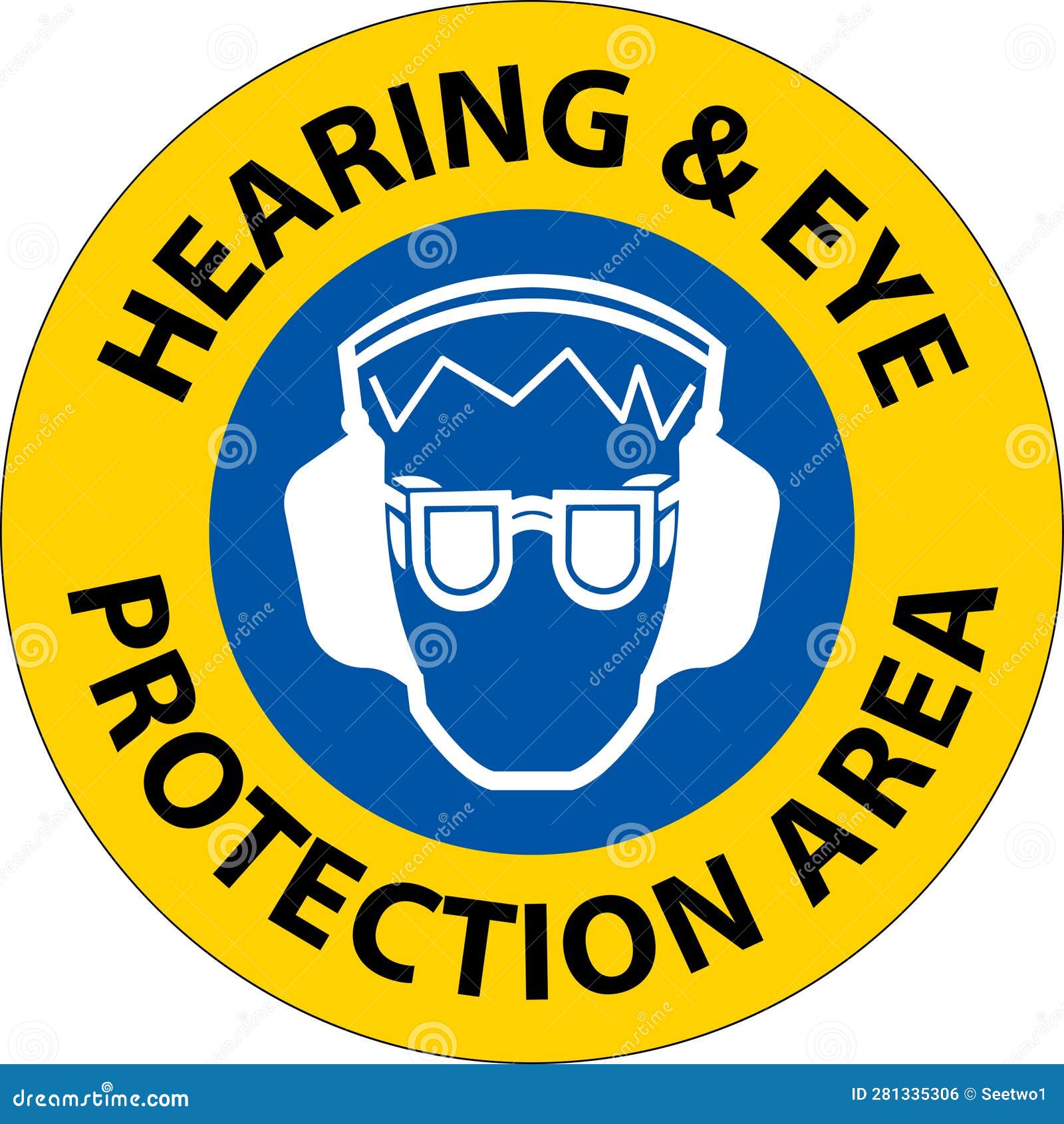 Hearing and Eye Protection Sign on White Background Stock Vector ...