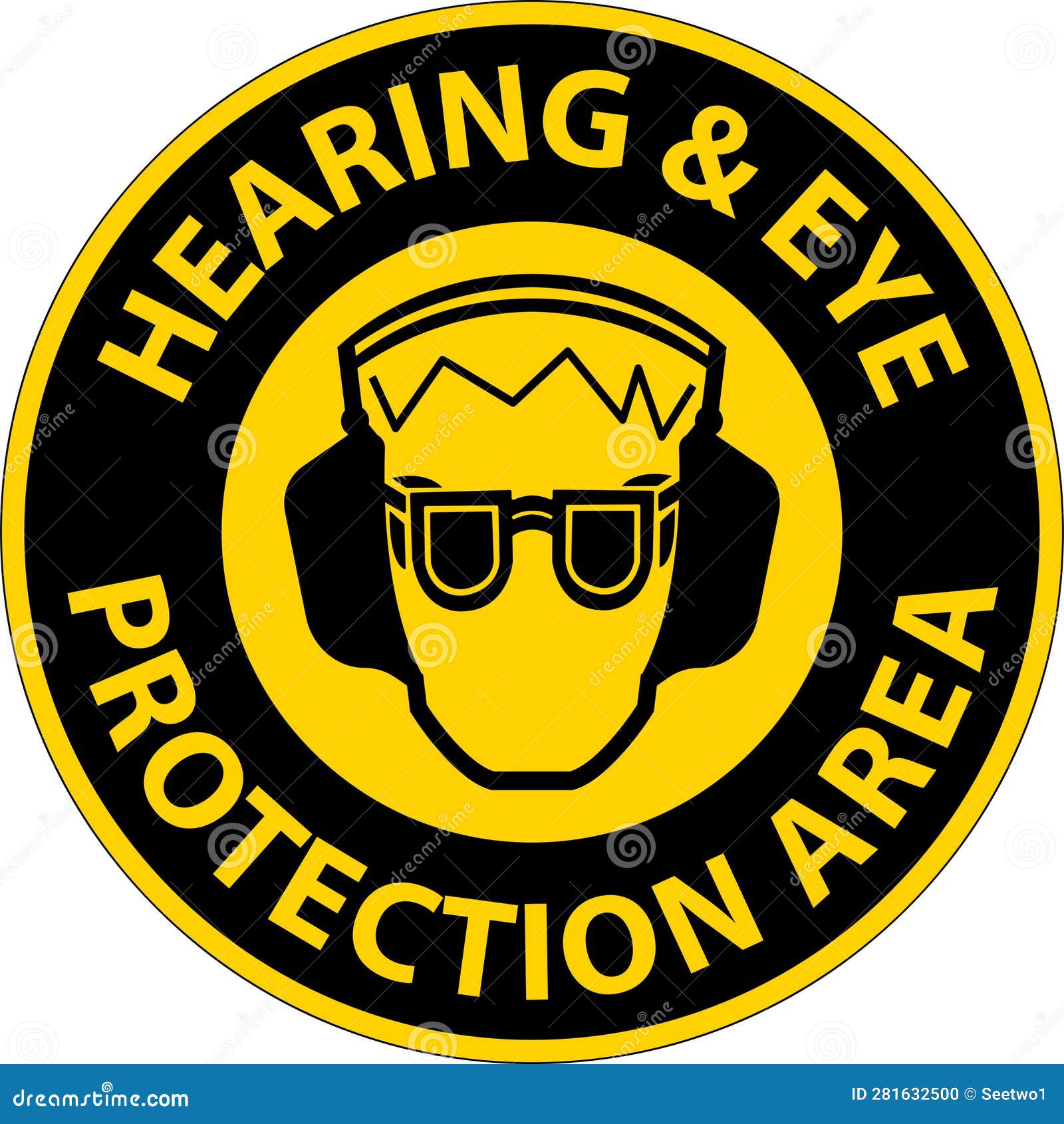 Hearing and Eye Protection Sign on White Background Stock Vector ...