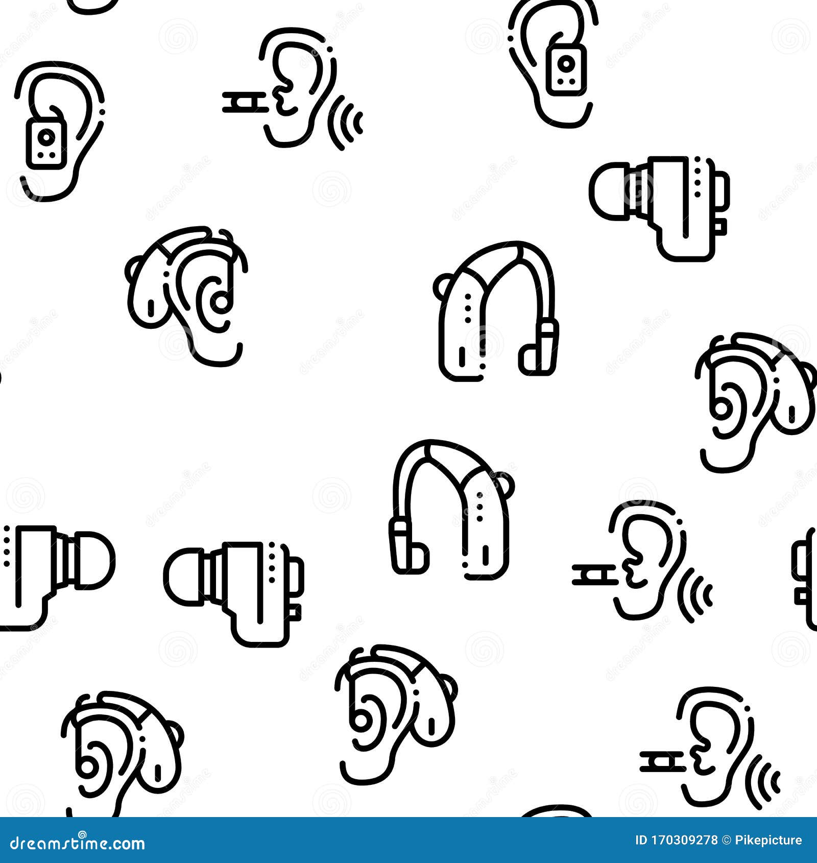 Hearing Human Sense Seamless Pattern Vector Stock Vector - Illustration ...