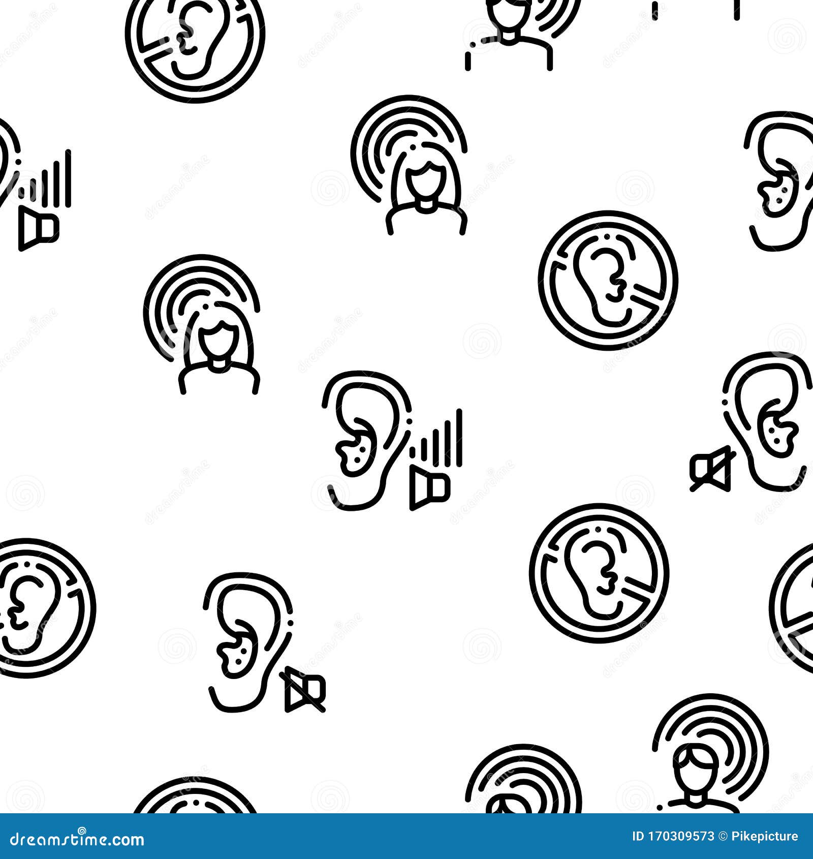 Hearing Human Sense Seamless Pattern Vector Stock Vector - Illustration ...