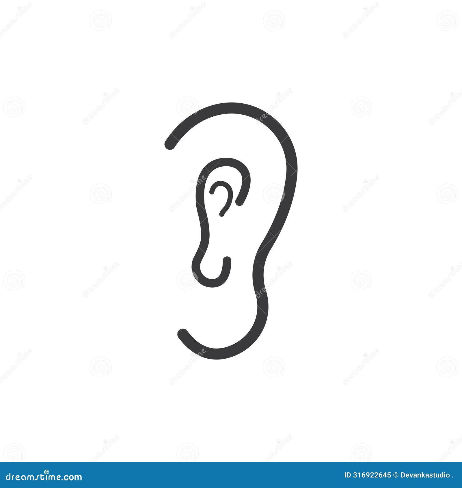 Ear, Hearing Icon. Human Ear Organ Icon. Human Sense Hearing. Ear ...