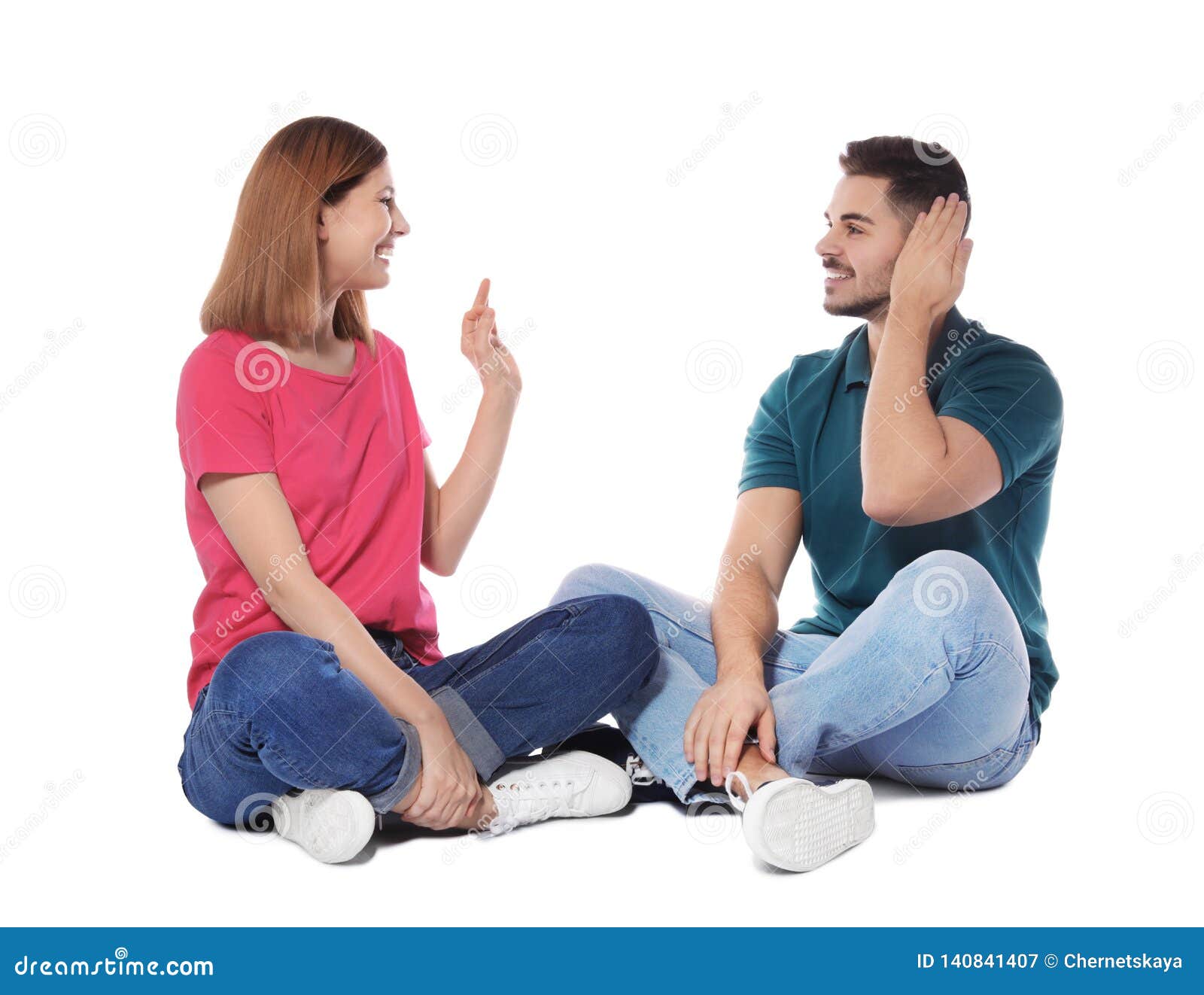 Hearing Impaired Friends Using Sign Language for Communication Stock ...