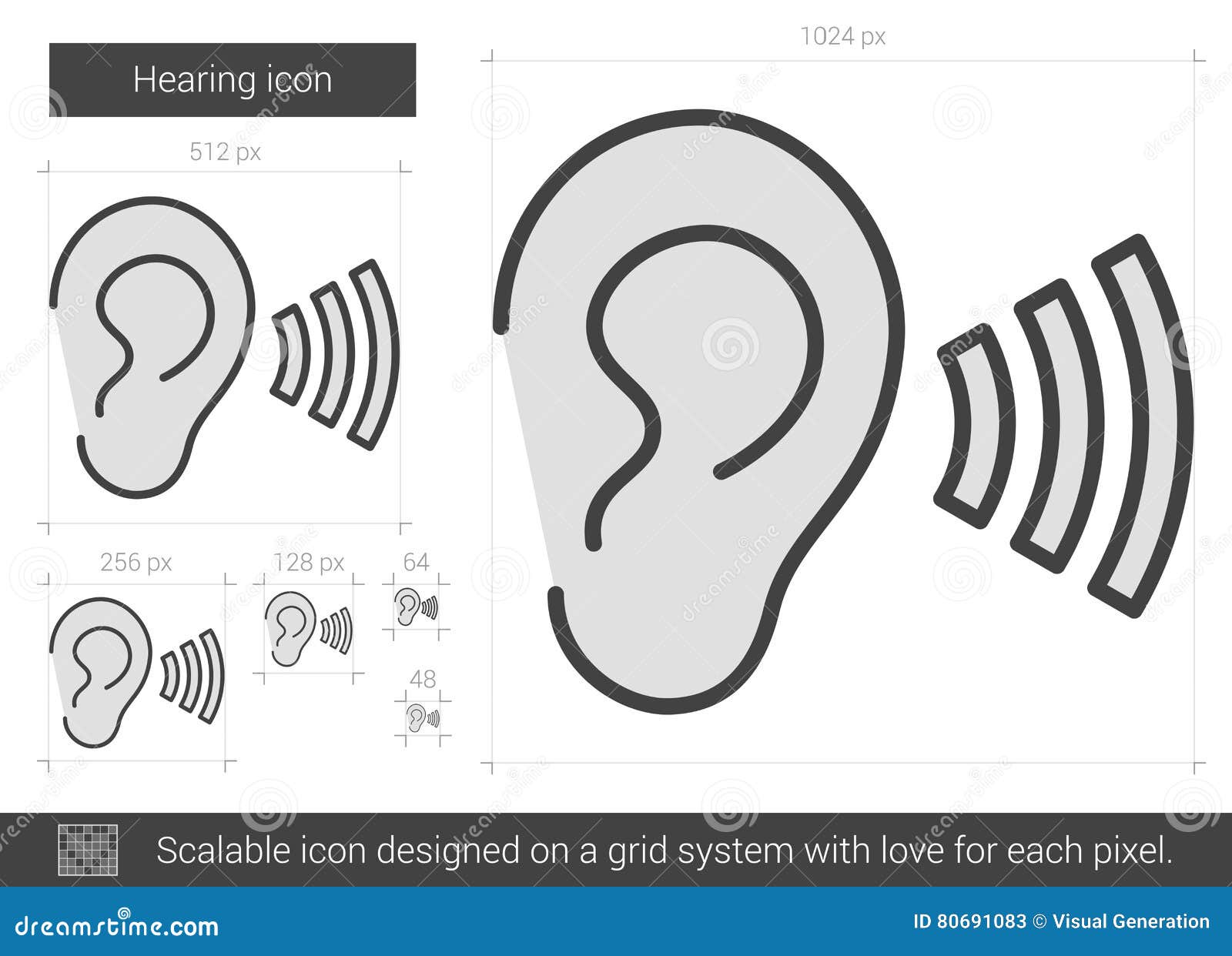 Hearing line icon. stock vector. Illustration of flat - 80691083