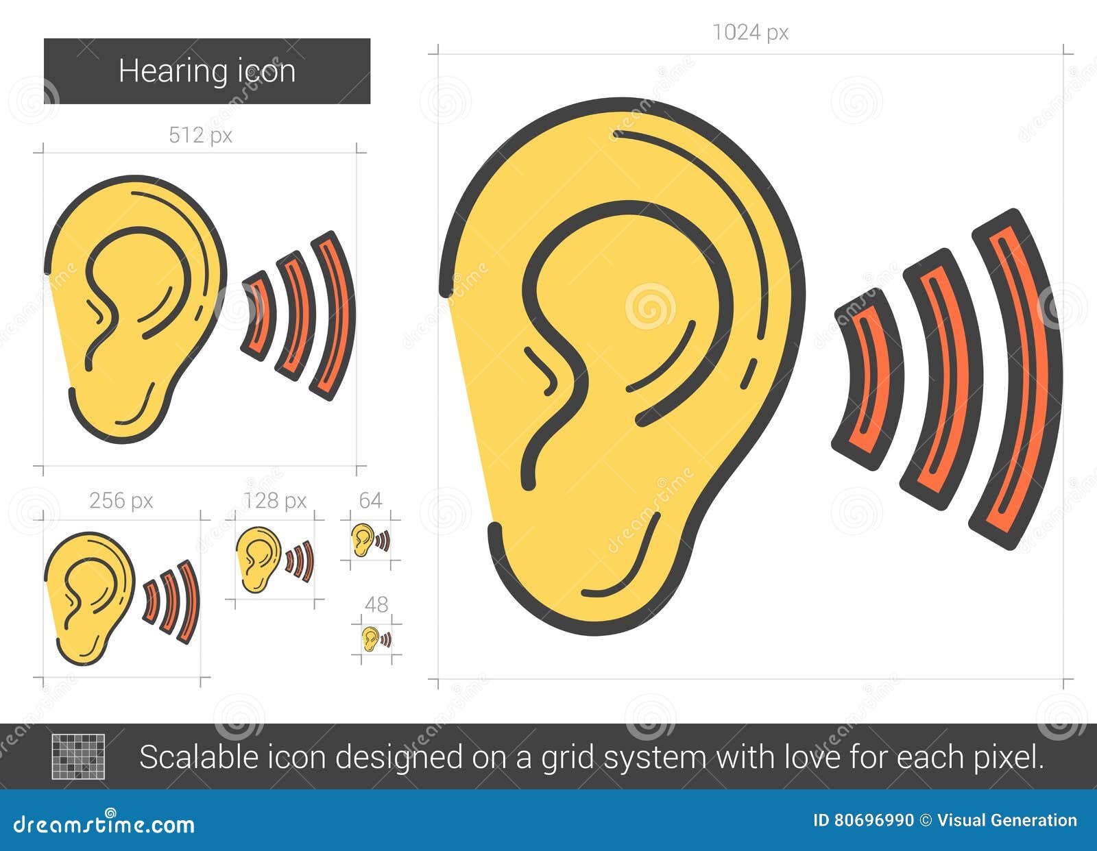 Hearing line icon. stock vector. Illustration of graphic - 80696990