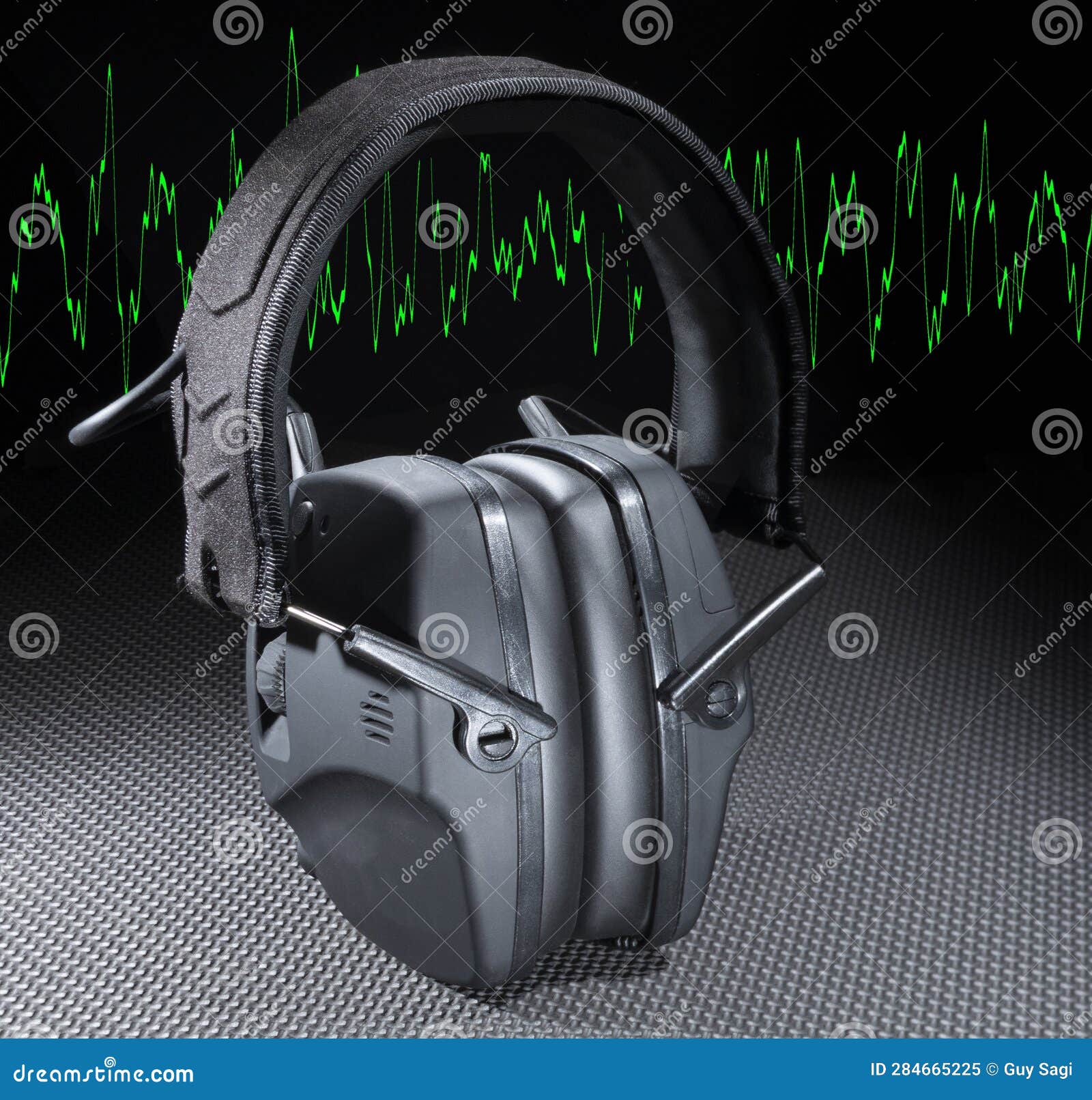 Hearing Protection Headset with Sine Wave Stock Image - Image of ...