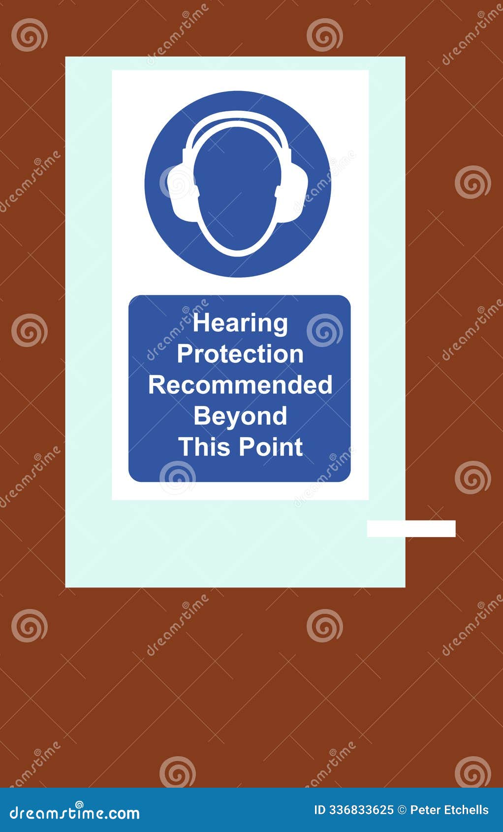 Hearing Protection Recommended Sign on the Door Stock Illustration ...