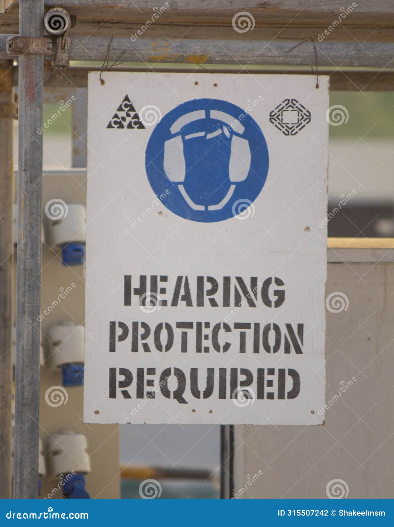 Hearing Protection Required Sign Board in Construction Board Stock ...