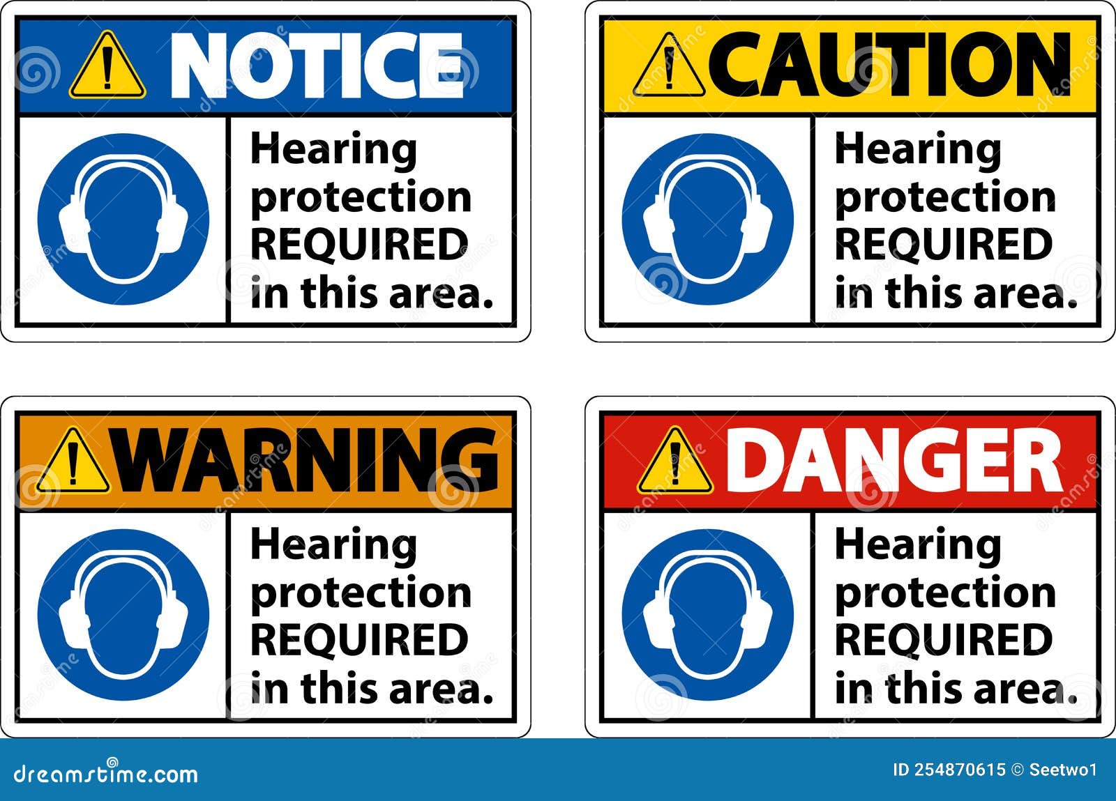 Hearing Protection Required Sign on White Background Stock Vector ...
