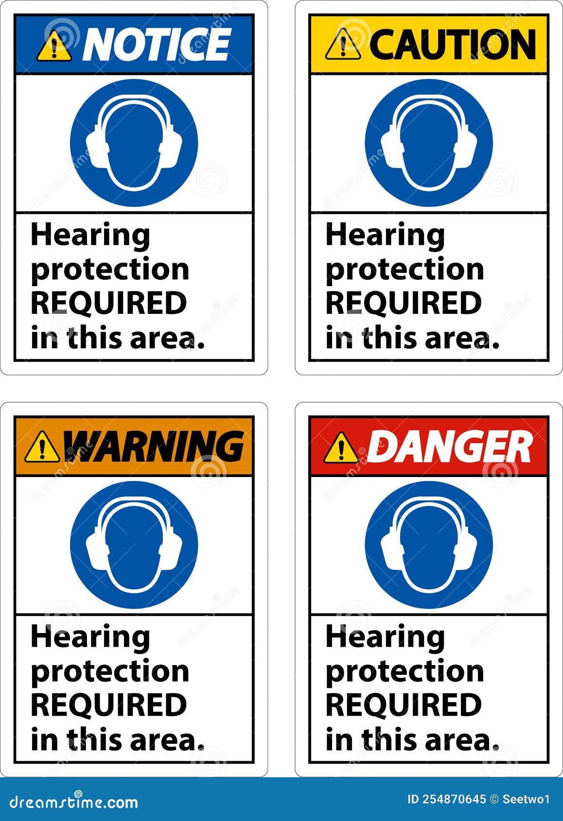 Hearing Protection Required Sign on White Background Stock Vector ...