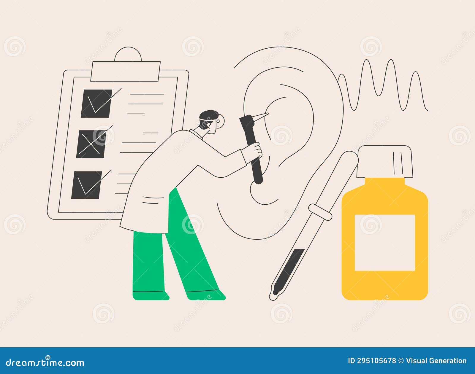 Headphones For Ear Screening Test - 1 Side Has Ringing Vector ...