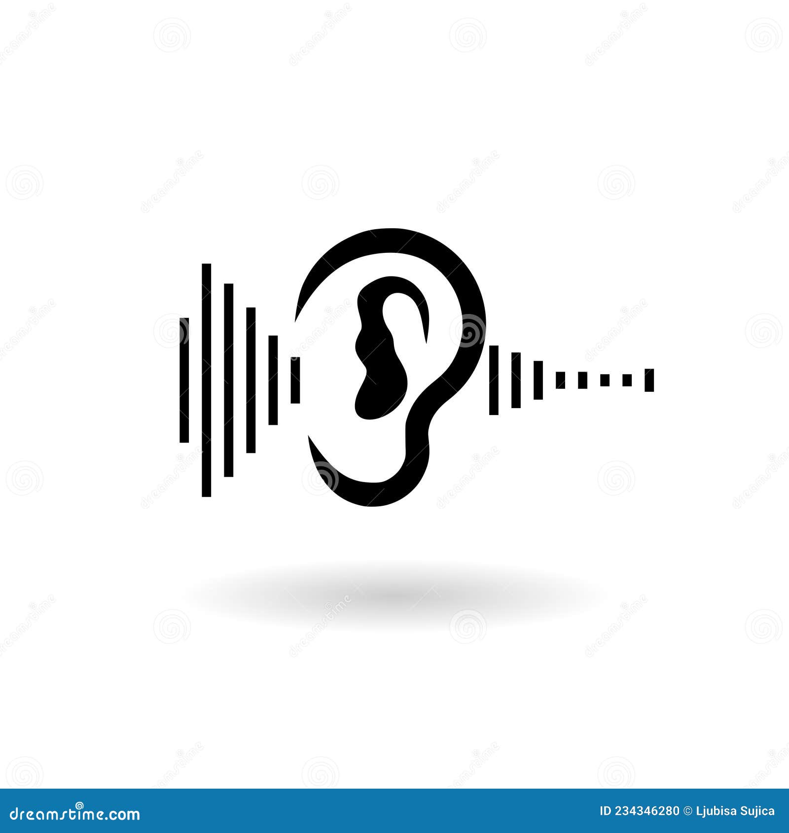 Hearing Test Icon with Shadow Stock Vector - Illustration of black ...