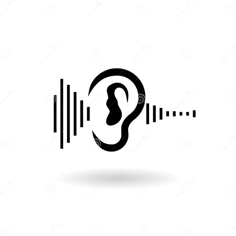 Hearing Test Icon with Shadow Stock Vector - Illustration of black ...
