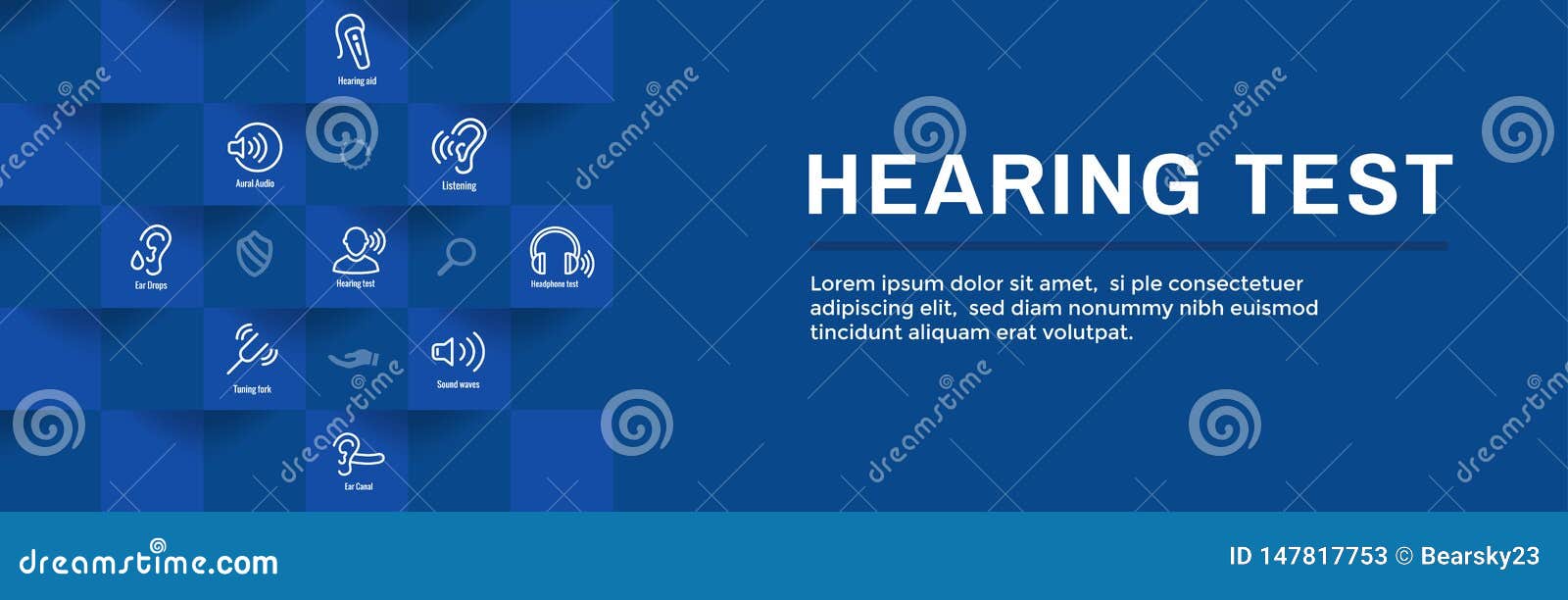 Hearing Test Web Header Banner - Sound Wave Images Set Stock Vector ...