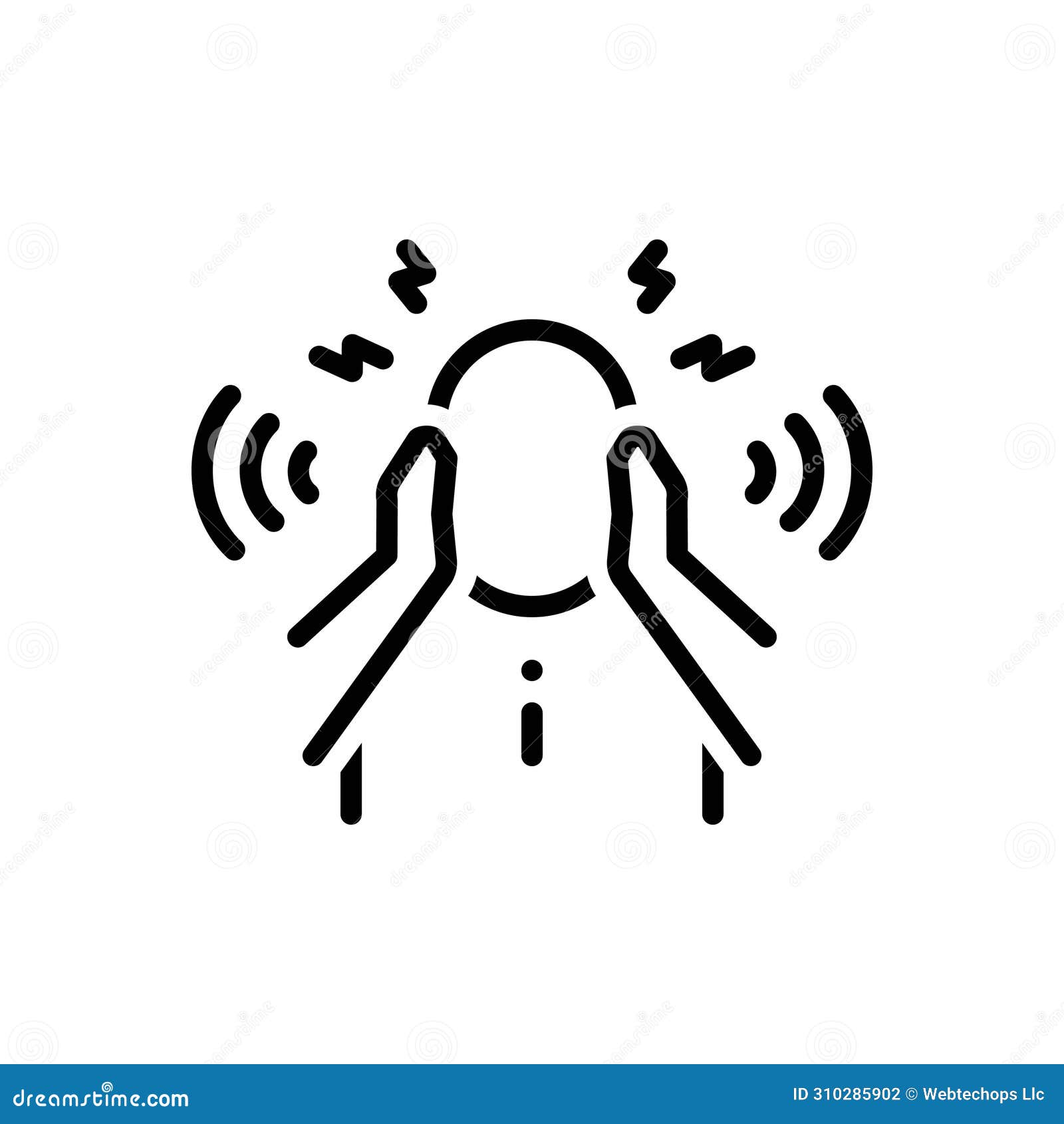 Black Line Icon for Hearing Voice, Hearing and Depression Stock Vector ...