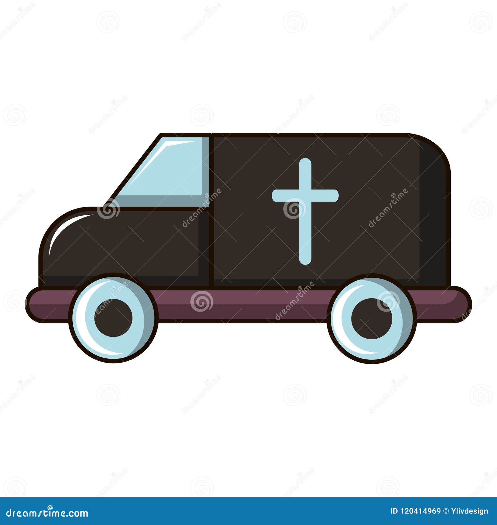Hearse icon, cartoon style stock vector. Illustration of sign - 120414969