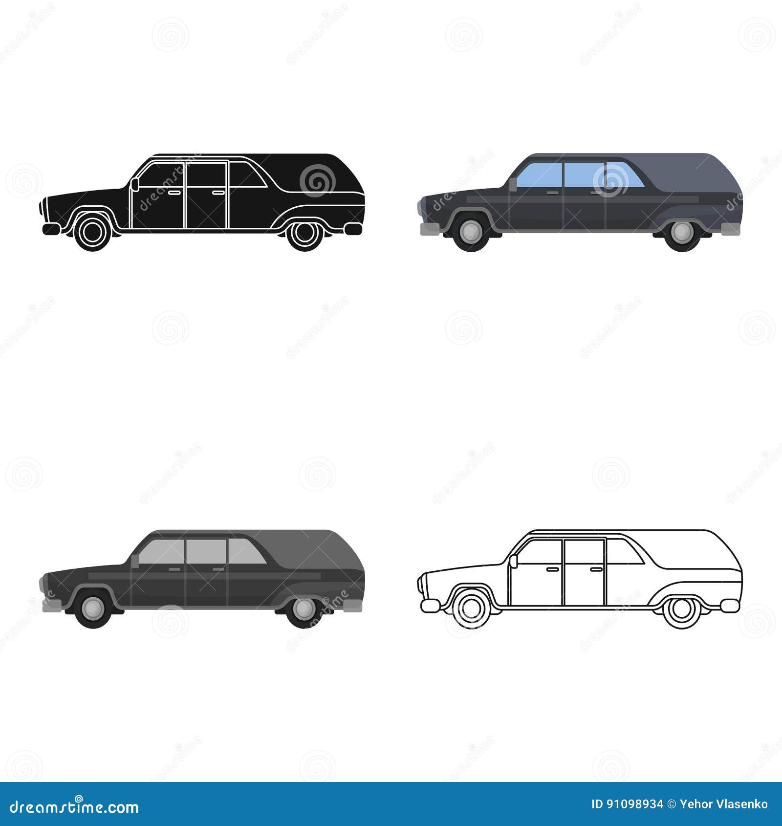 Hearse Icon in Cartoon Style Isolated on White Background. Funeral ... Hearse Icon in Cartoon Style Isolated on White Background. Funeral ...