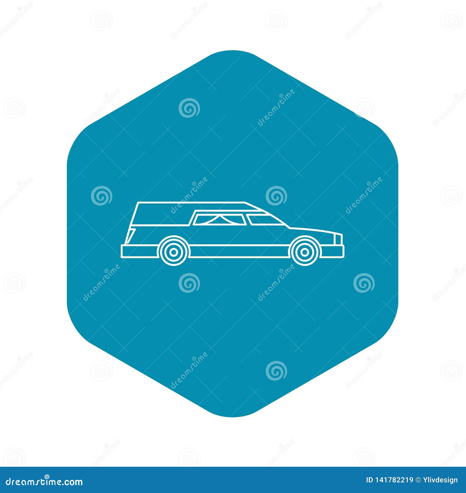 Hearse icon, outline style stock vector. Illustration of drive - 141782219