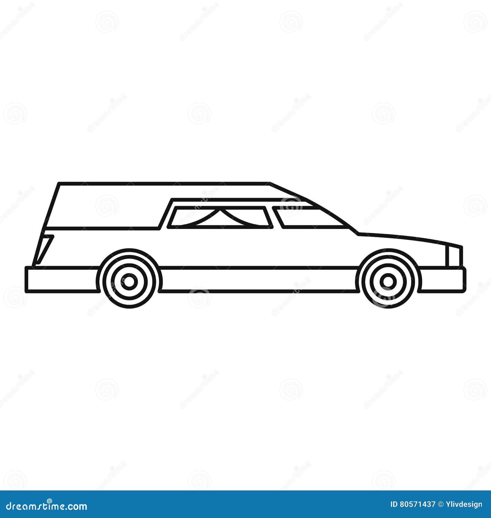 Hearse icon, outline style stock vector. Illustration of line - 80571437