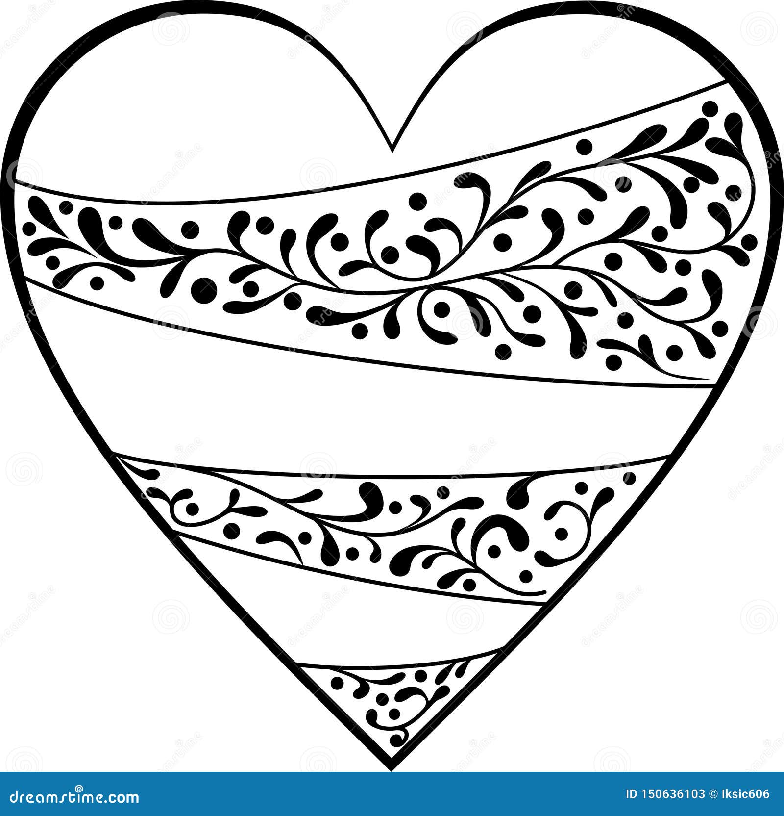 Beautiful Heart Contour Drawn by Hand Stock Vector - Illustration of ...