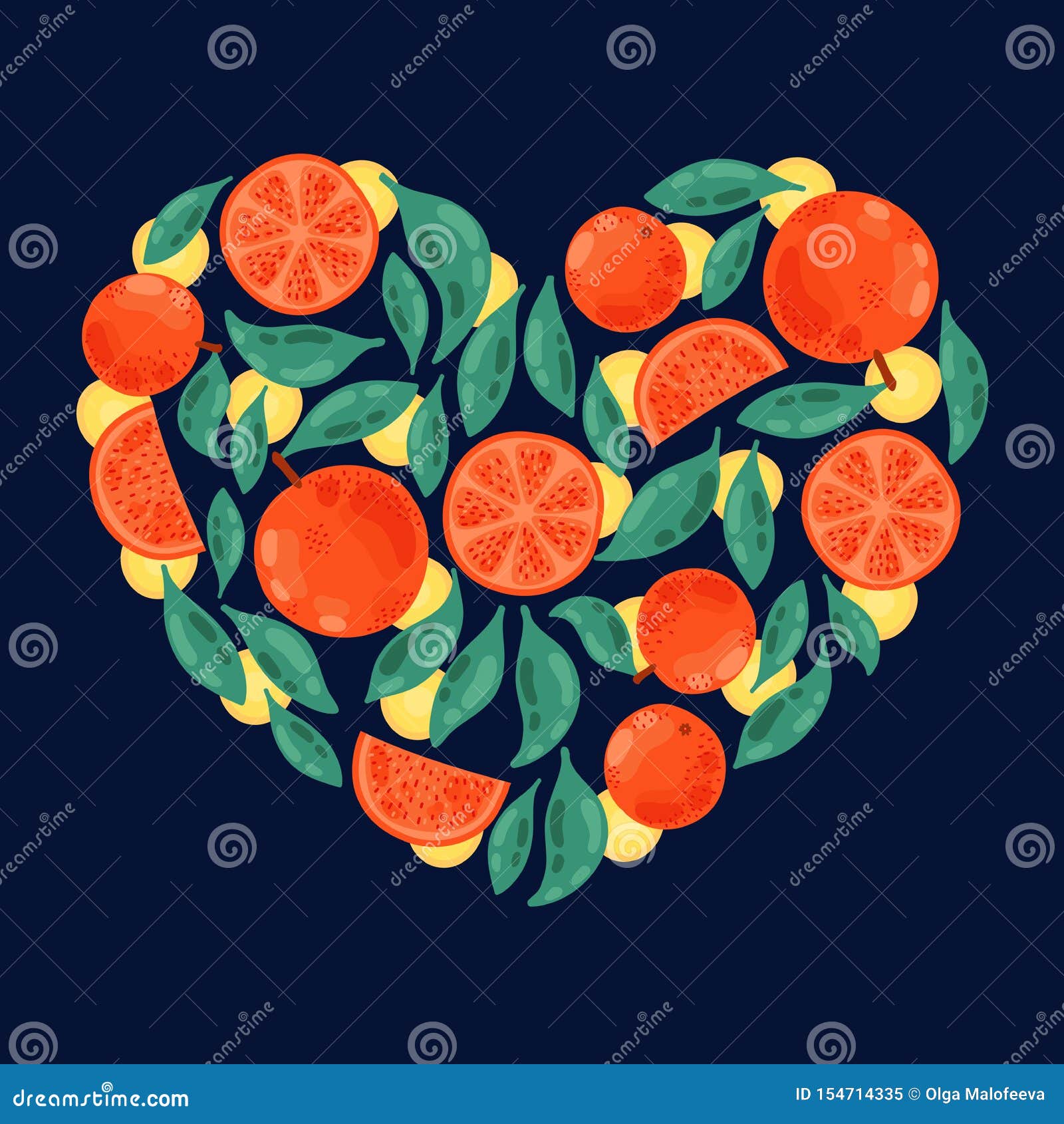 Orange Heart Shape Vector Design Stock Vector - Illustration of green ...