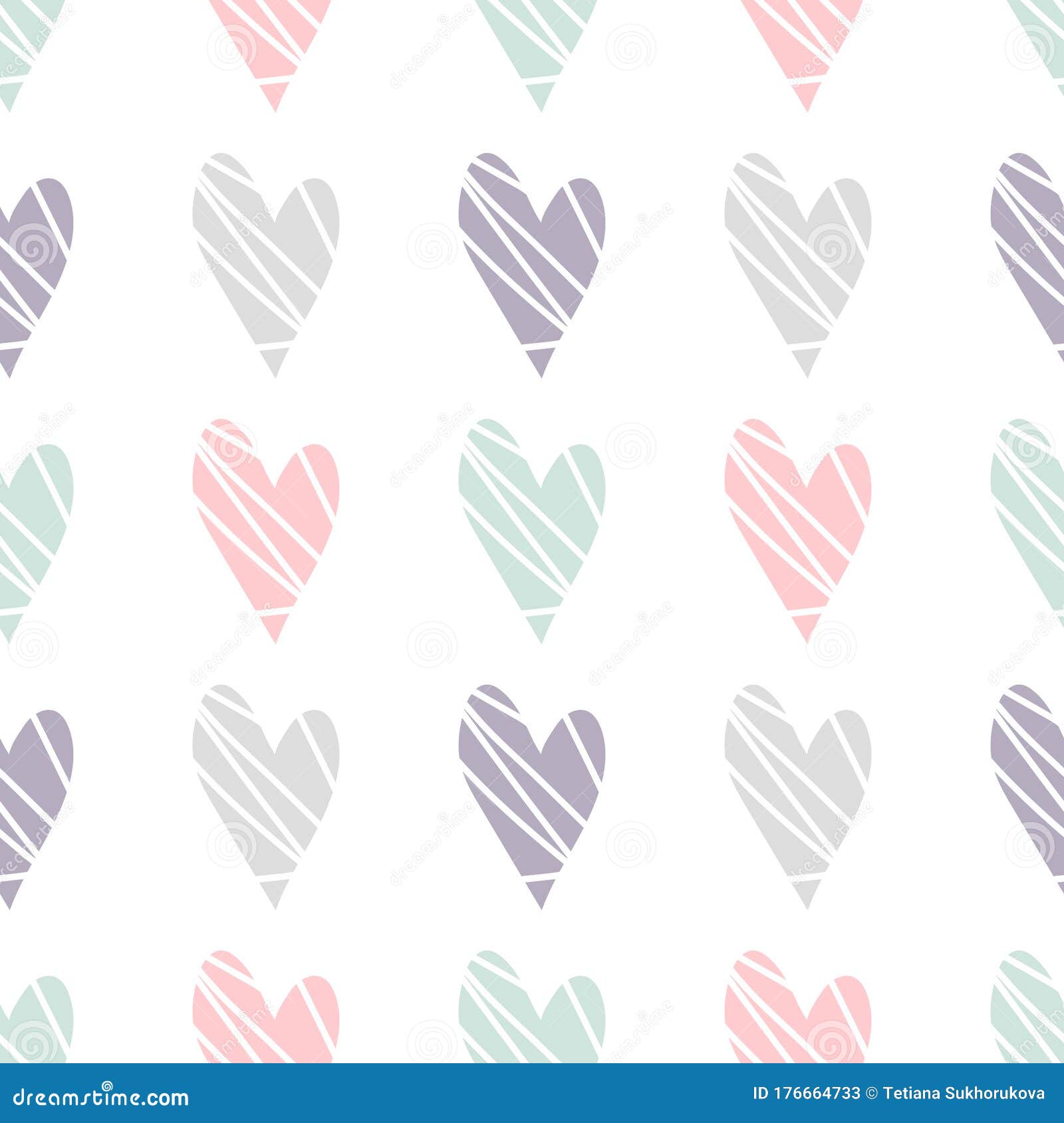 Stylized Hearts in Pastel Colors on a White Background. Stock Vector ...
