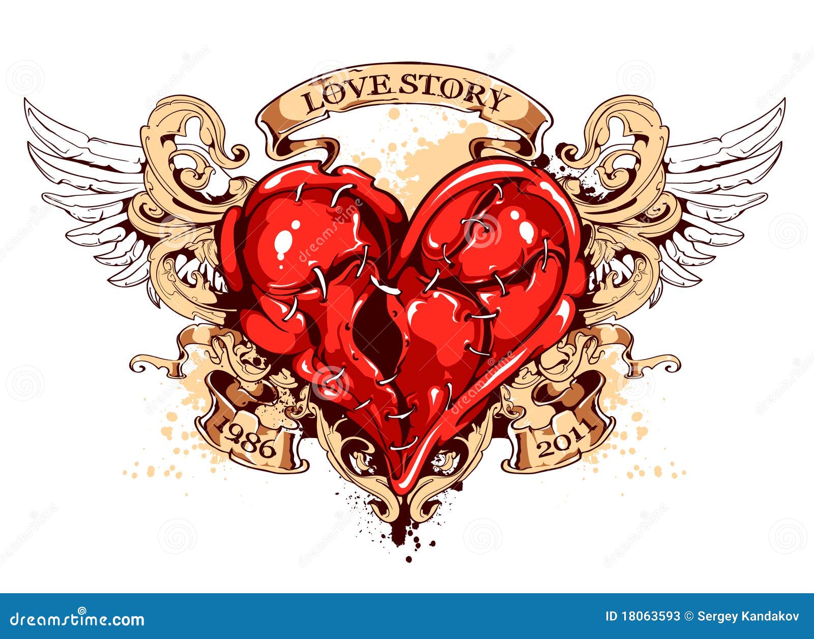 Heart stock vector. Illustration of heraldry, emblem - 18063593