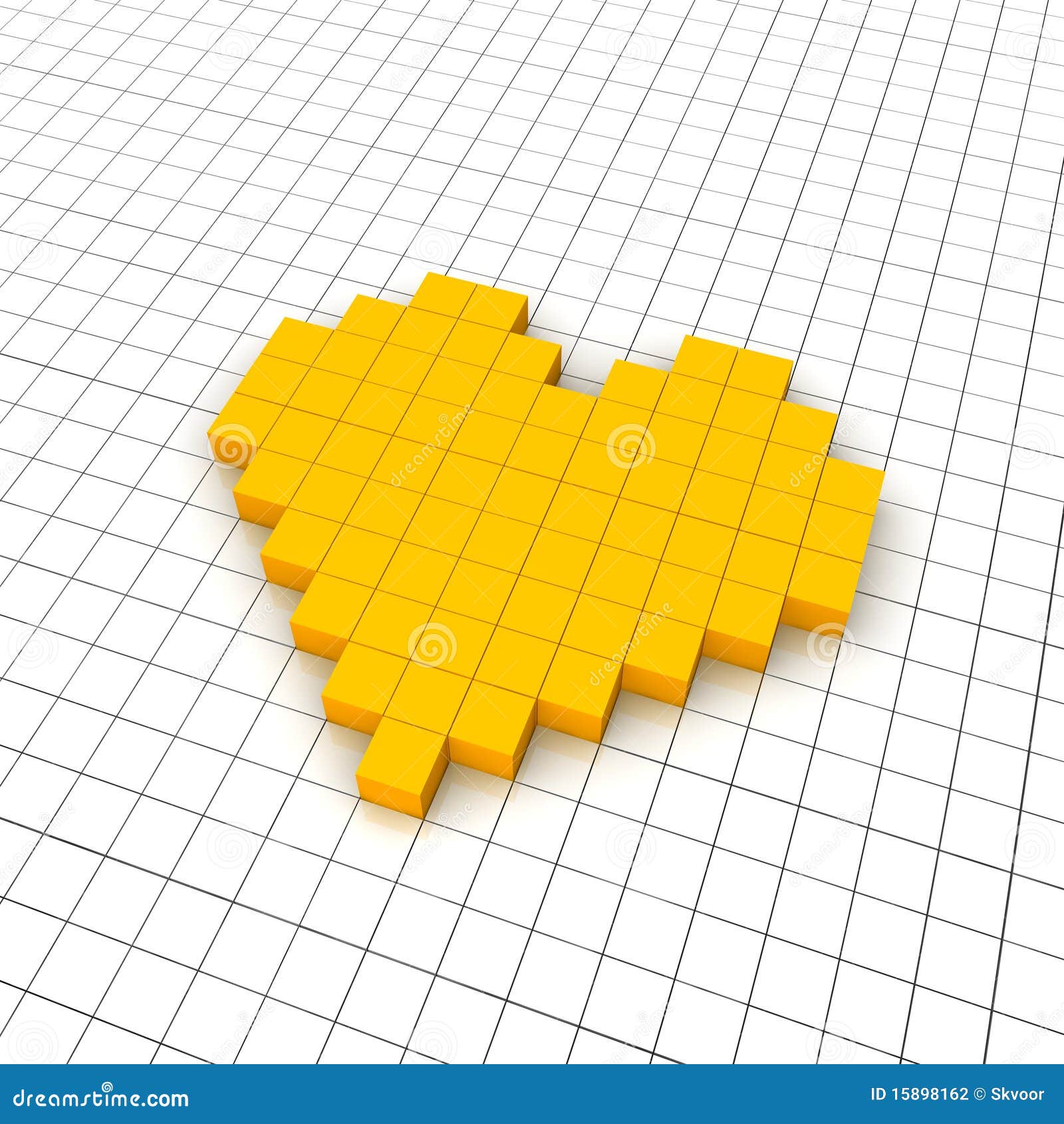 Heart 3d icon in grid stock illustration. Illustration of raster - 15898162