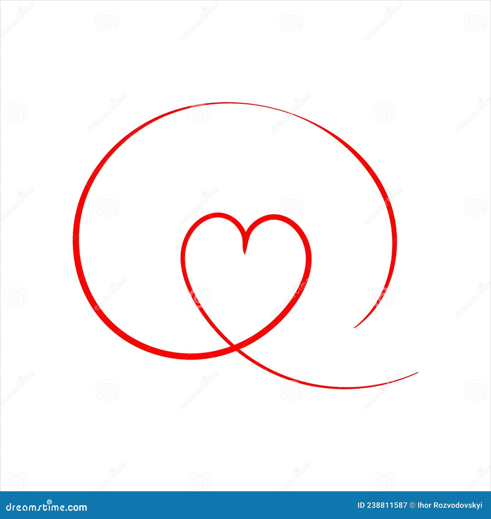 Continuous One Line Drawing Of Heart Isolated On White Background