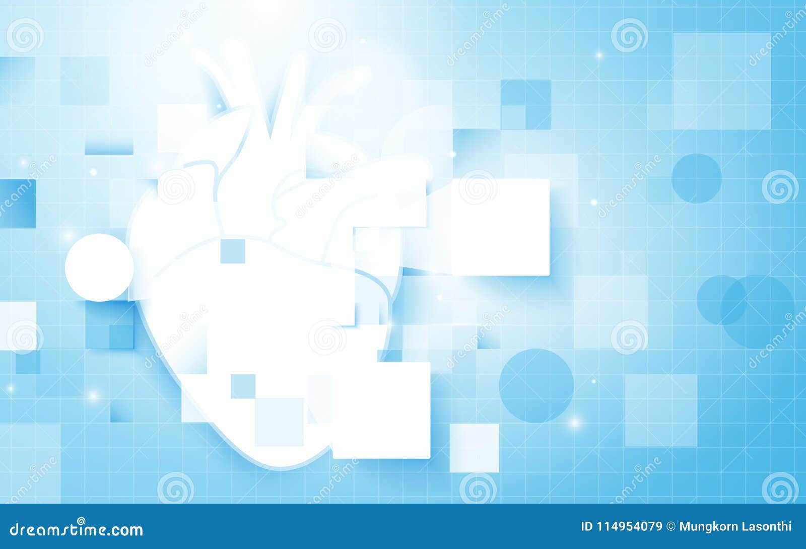 Heart and Abstract Rectangles with Science Concept on Soft Blue ...