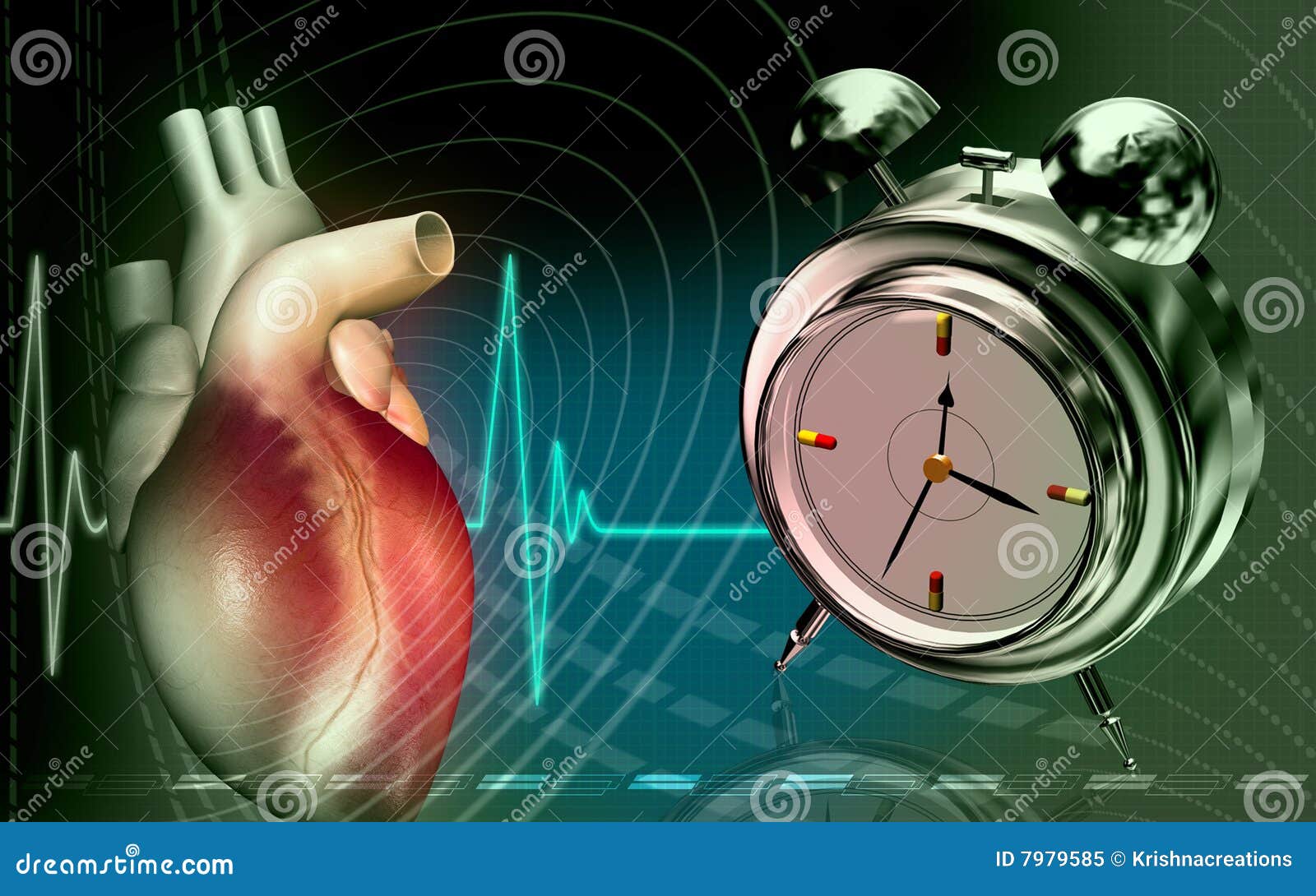 Heart with alarm clock stock illustration. Illustration of education ...