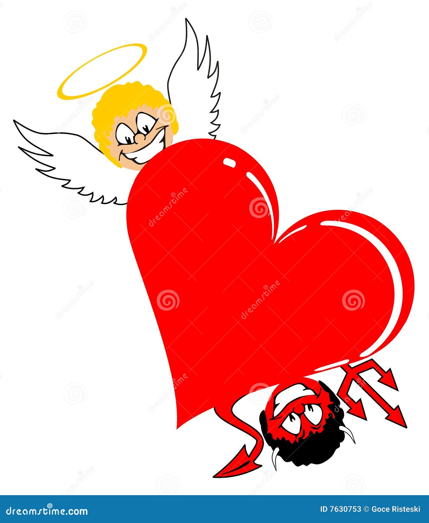 Heart with angel and devil stock vector. Illustration of light - 7630753