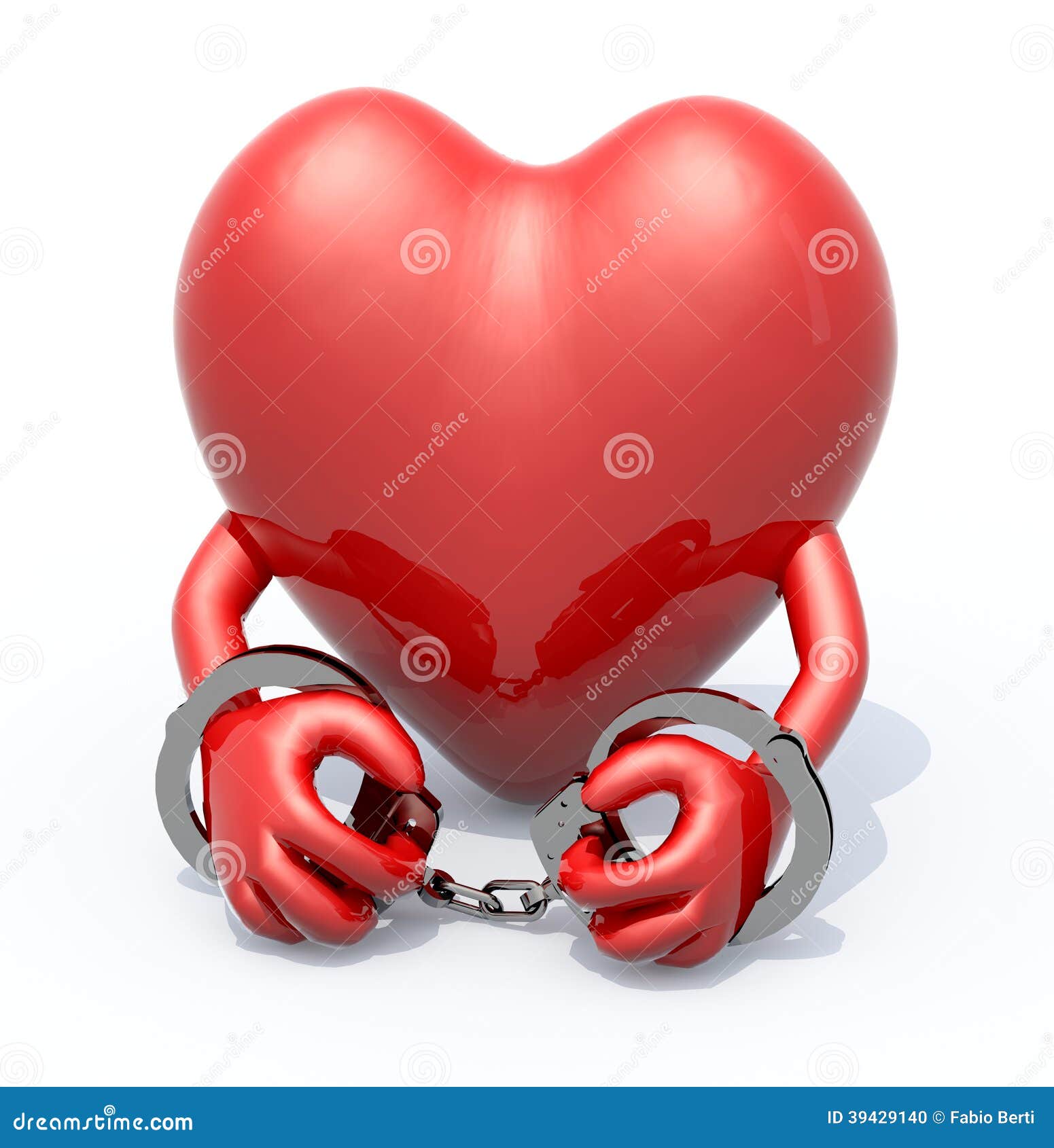 Heart with Arms and Handcuffs on Hands Stock Illustration ...
