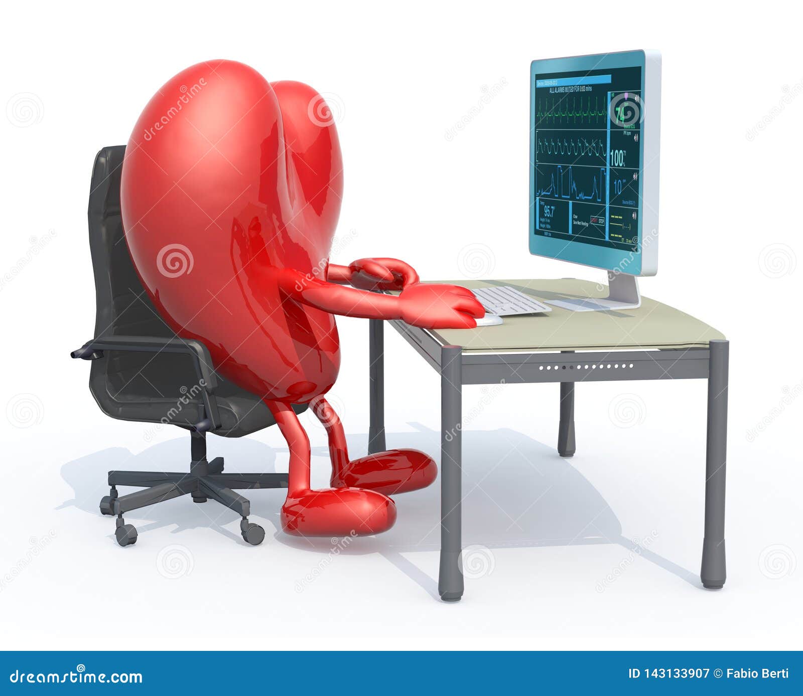 Heart Work on Desk with Computer Stock Illustration - Illustration of ...