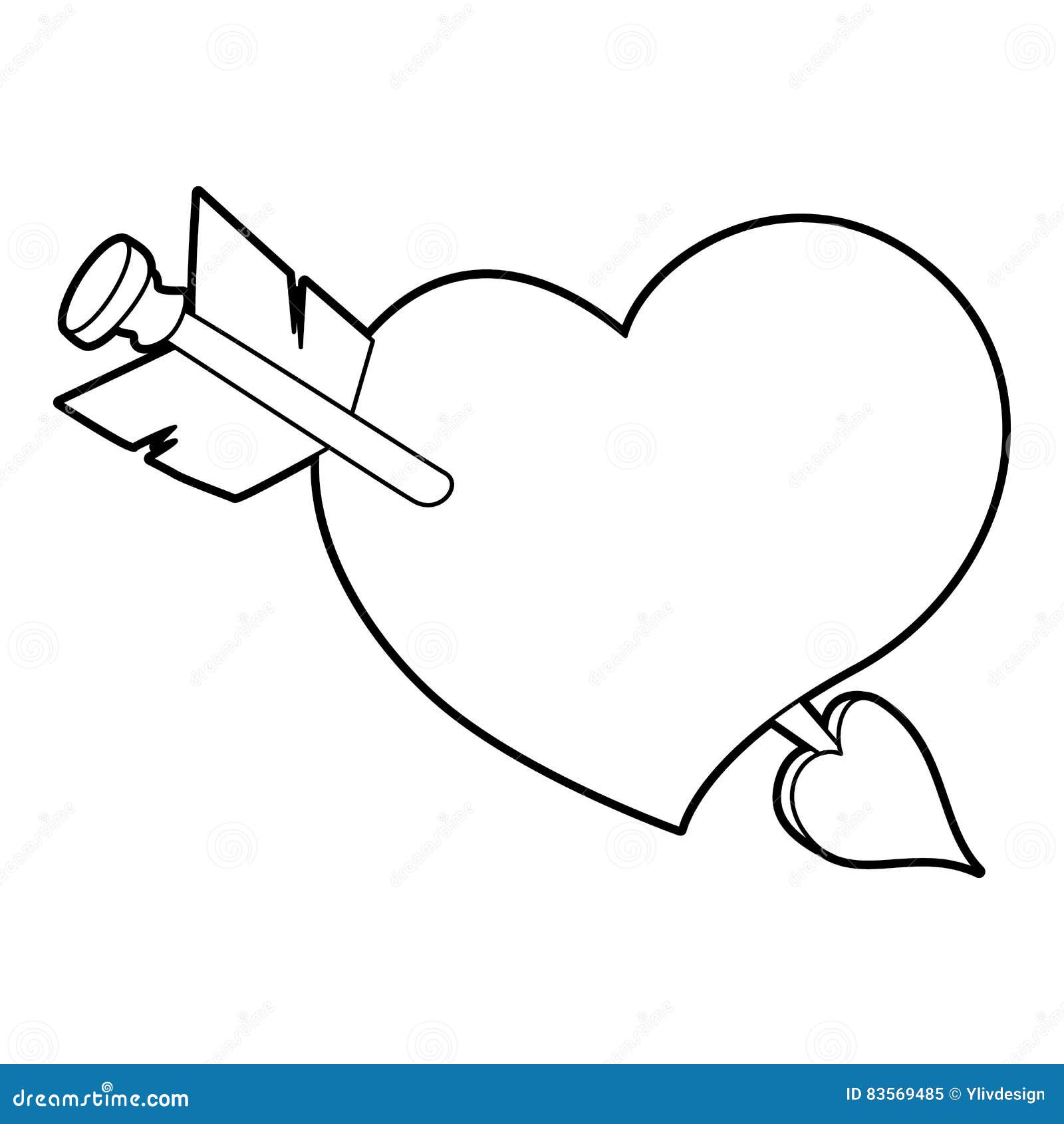 Heart with Arrow Icon, Outline Style Stock Vector - Illustration of ...