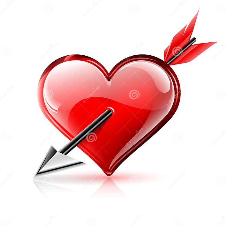 Heart and arrow stock vector. Illustration of glossy - 31433056