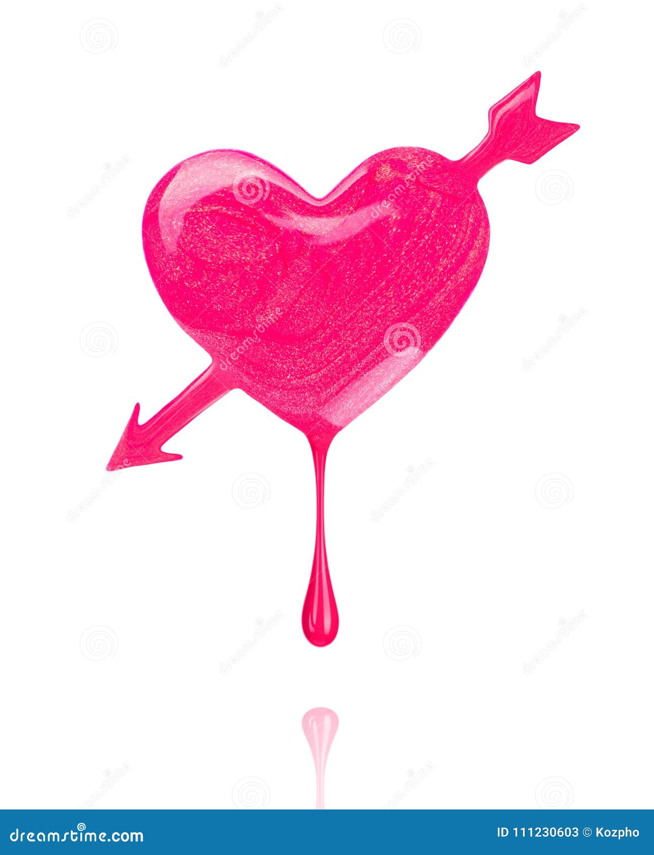Heart With An Arrow Made Of Pink Nail Polish Royalty-Free Stock ...