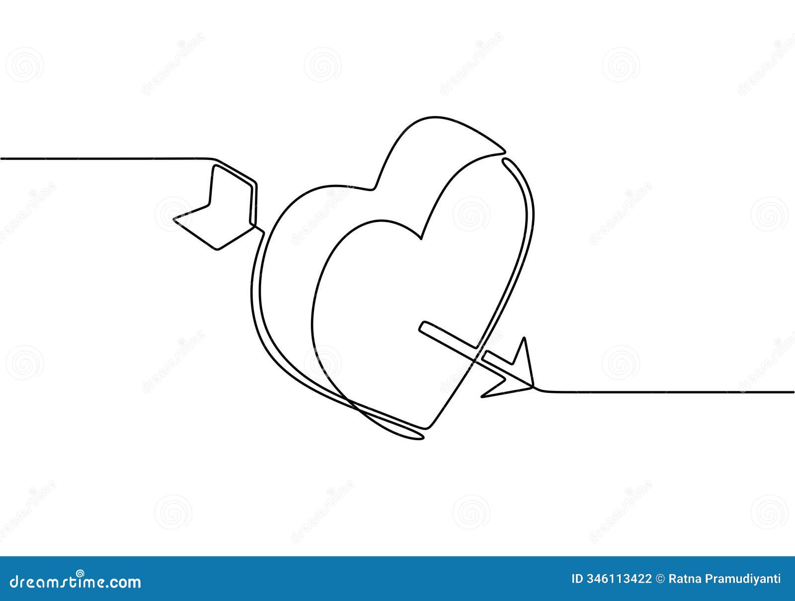 Heart with an Arrow through it in One Line Drawing. Representing ...