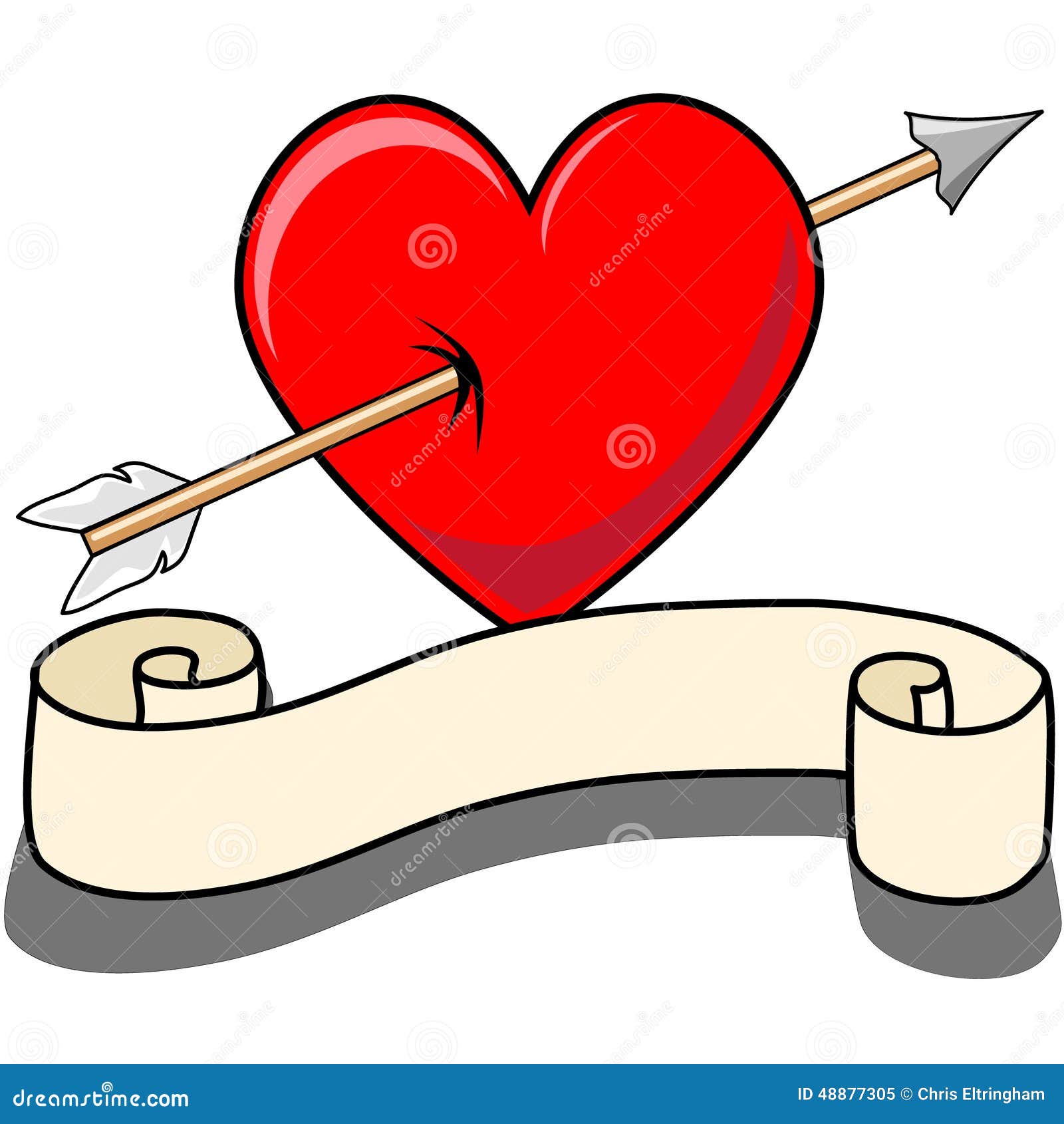 Heart and Arrow with Scroll Stock Vector - Illustration of shape ...